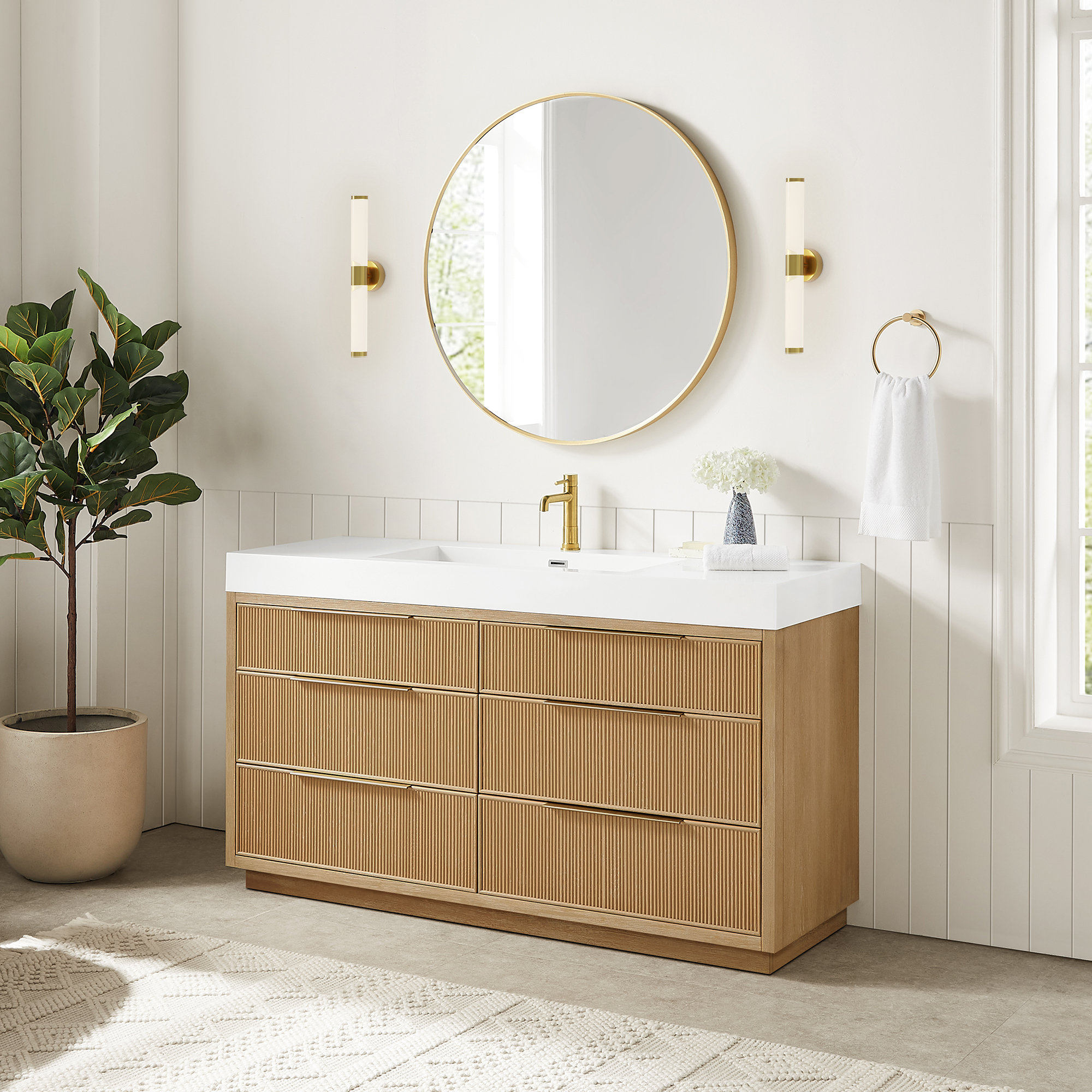 Latitude Run® Grunwald 60" Single Bath Vanity in Washed Ash Grey with ...