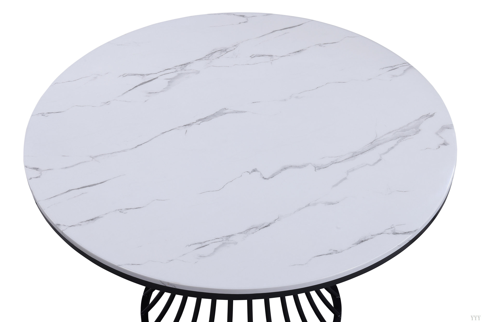 Latitude Run® 1Pc Unique White Faux Marble Round Table Cage Like Base ...