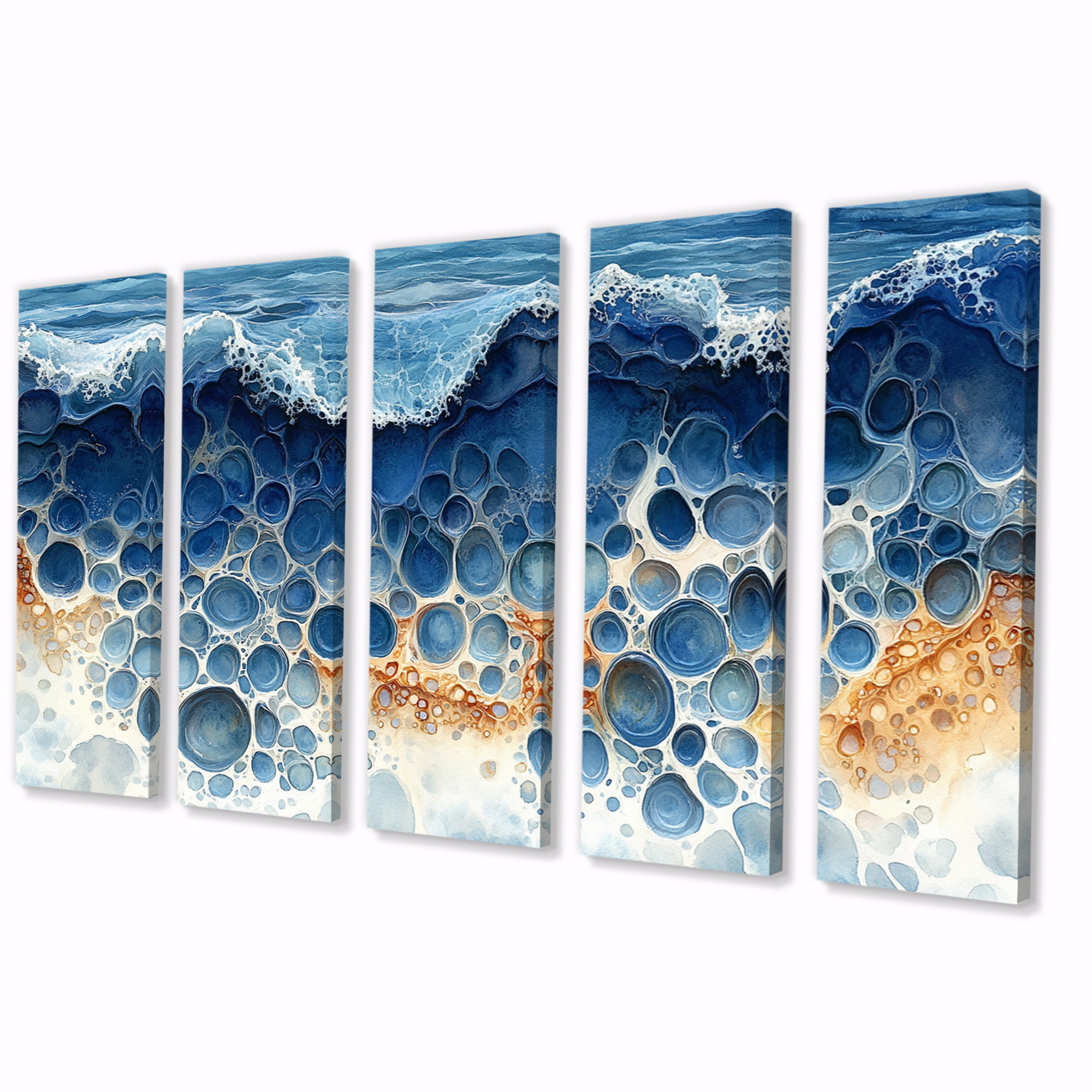 Ivy Bronx Coastal Reef In Blue And Orange Tones - Coral Canvas Art Set ...