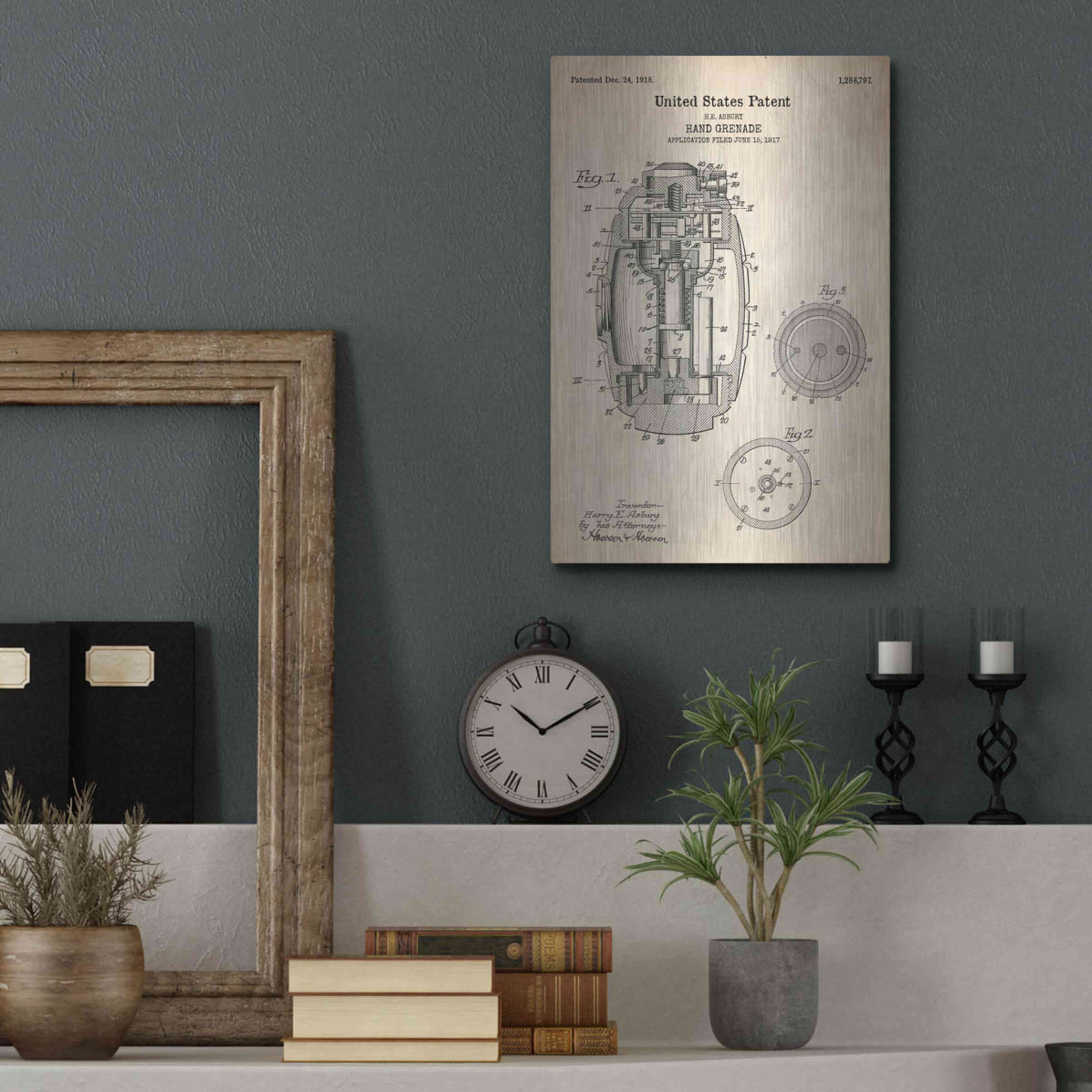 Williston Forge Hand Grenade Blueprint Patent Parchment' Metal Wall Art ...
