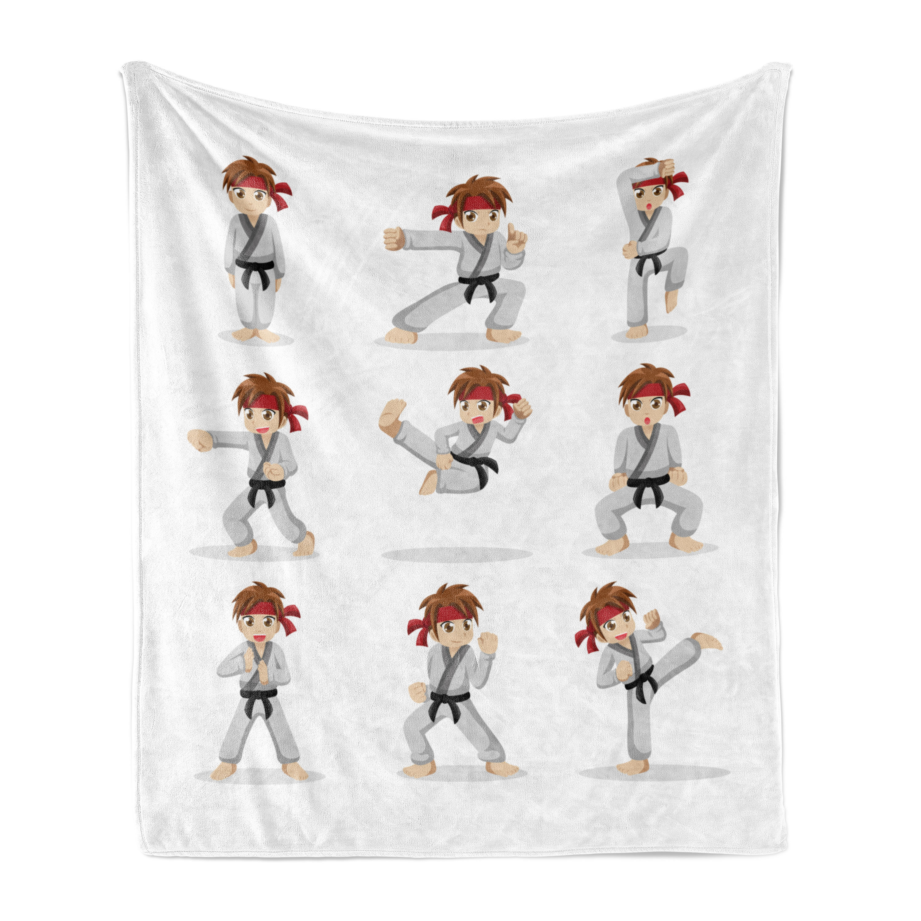 Ambesonne Karate Fleece Throw Blanket Martial Arts Boy Cartoon Beige ...