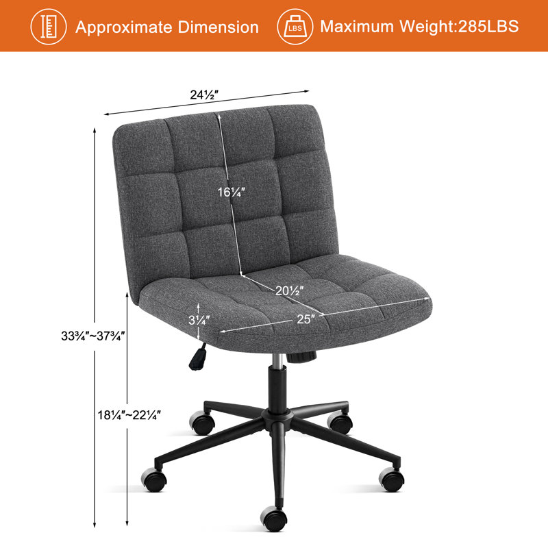 Ebern Designs Modern Office Chairs with Wheels Wide Task Chair ...