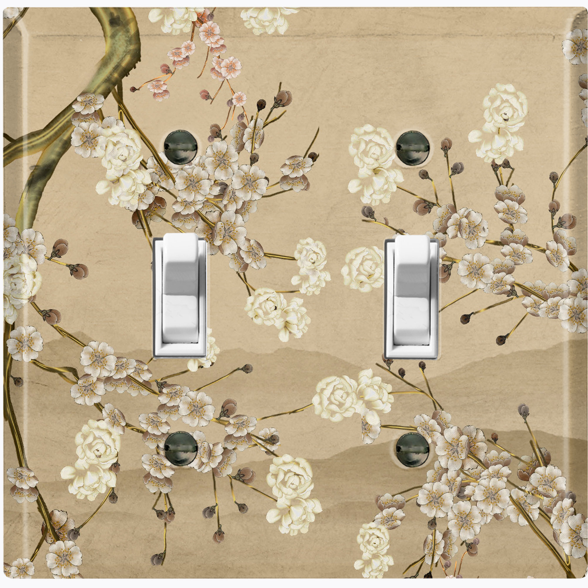 WorldAcc Metal Light Switch Plate Outlet Cover (Biege Sakura Flower ...
