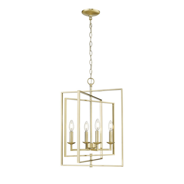 Gracie Oaks Yehiel 4 - Light Modern Gold Square/Rectangle Pendant | Wayfair