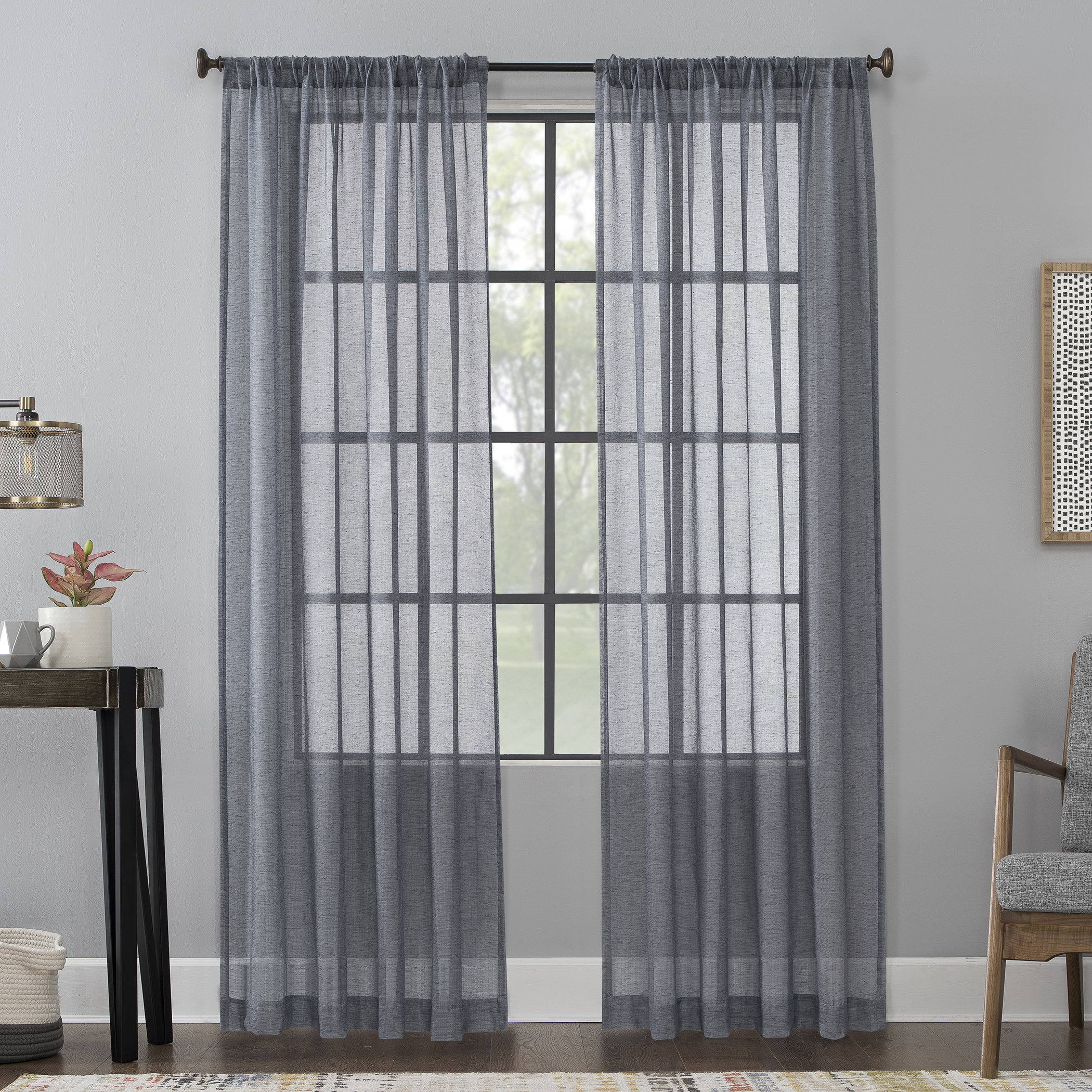 Scott Living Celeste Textured Linen Blend Sheer Rod Pocket Curtain ...