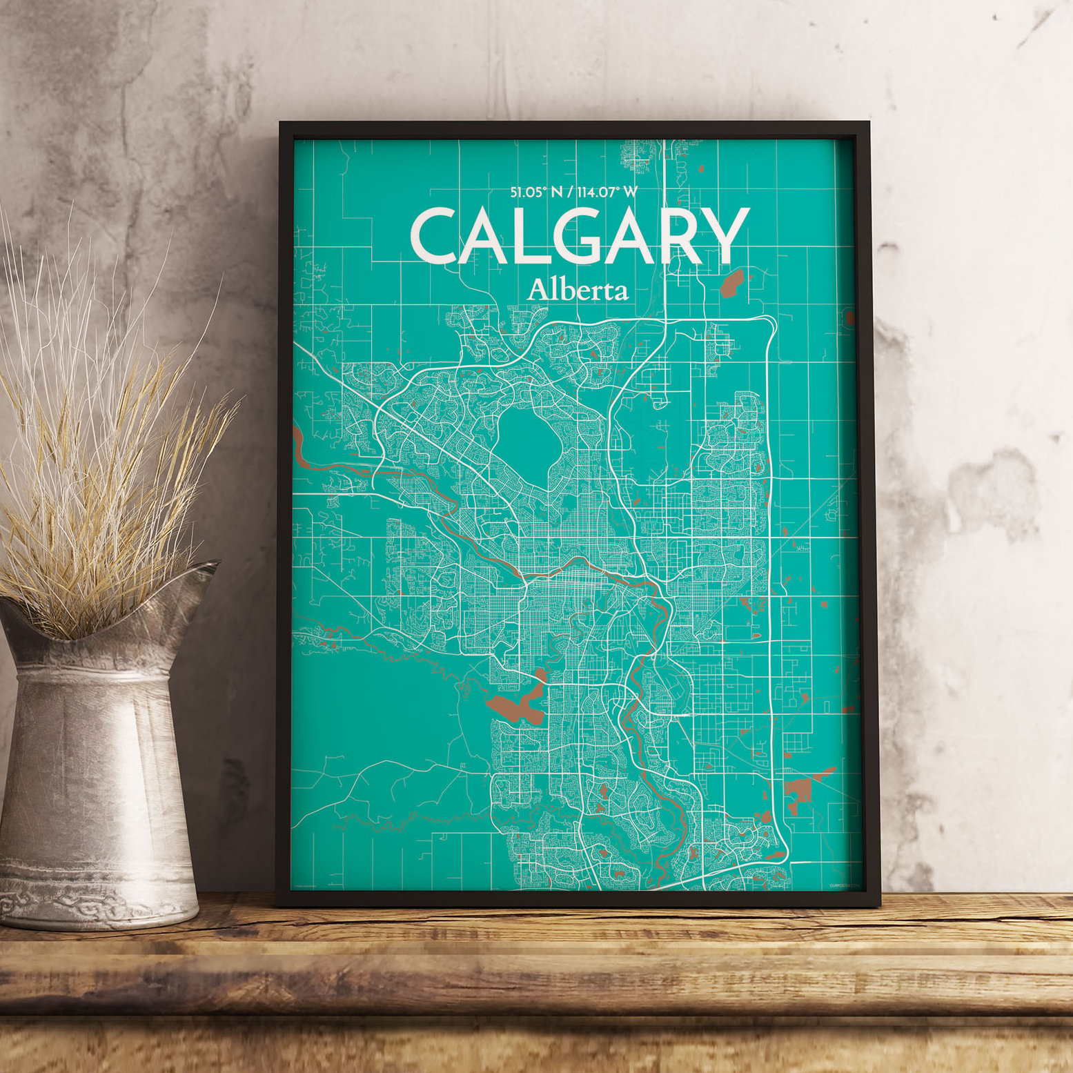 Wrought Studio™ 'Calgary City Map' Graphic Art Print Poster in Nature ...