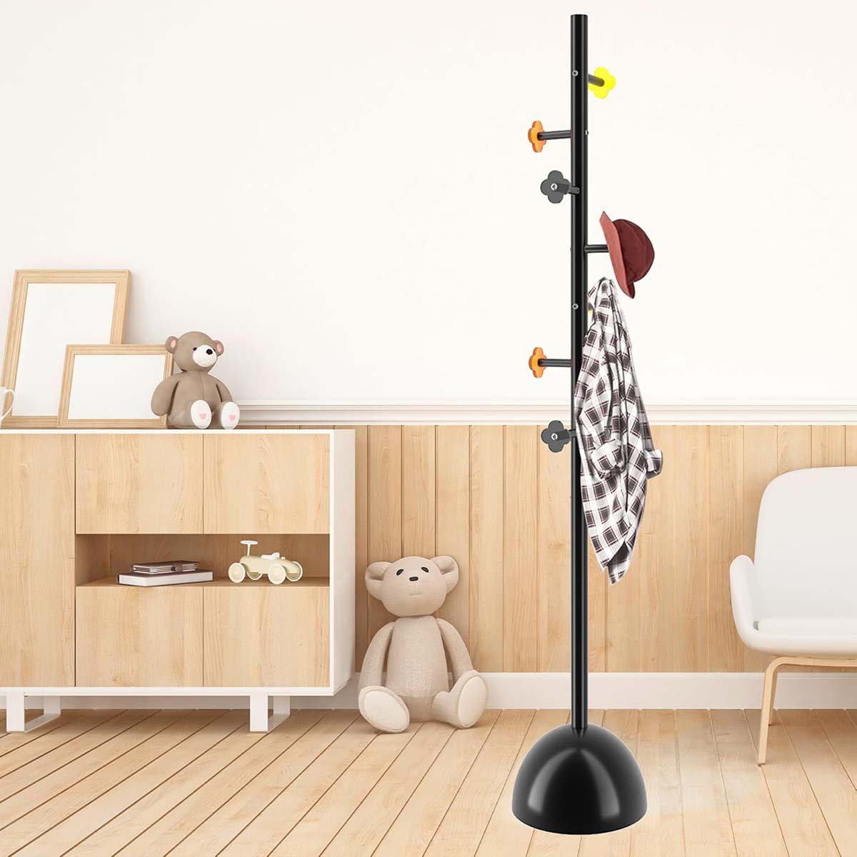 Ebern Designs Metal Coat Rack Stand With Ball Base, Modern Coat Rack ...