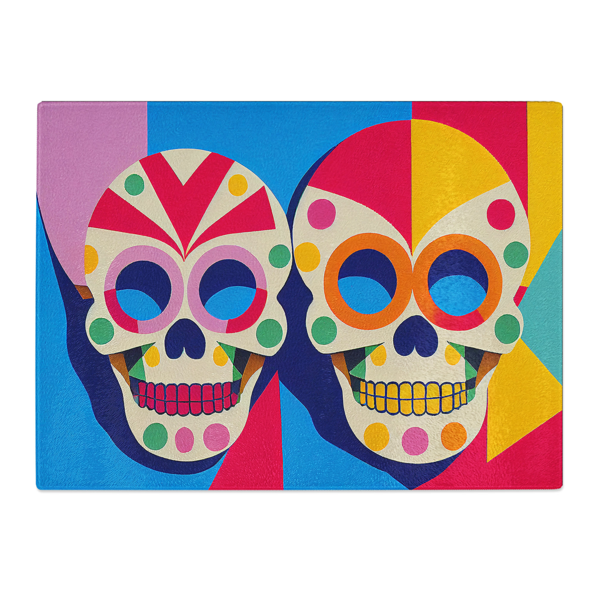 Metro Lane Unreal Floral Sugar Skulls Abstract Glass Chopping Board ...