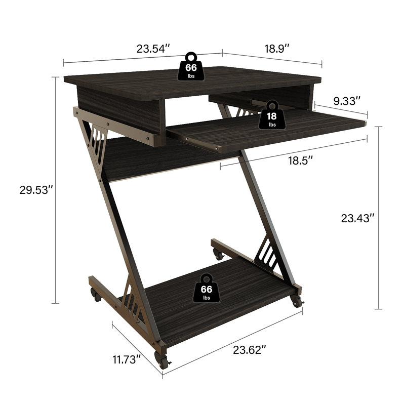 Ebern Designs 23.6" Z-Shaped Computer Desk with Keyboard Tray and ...