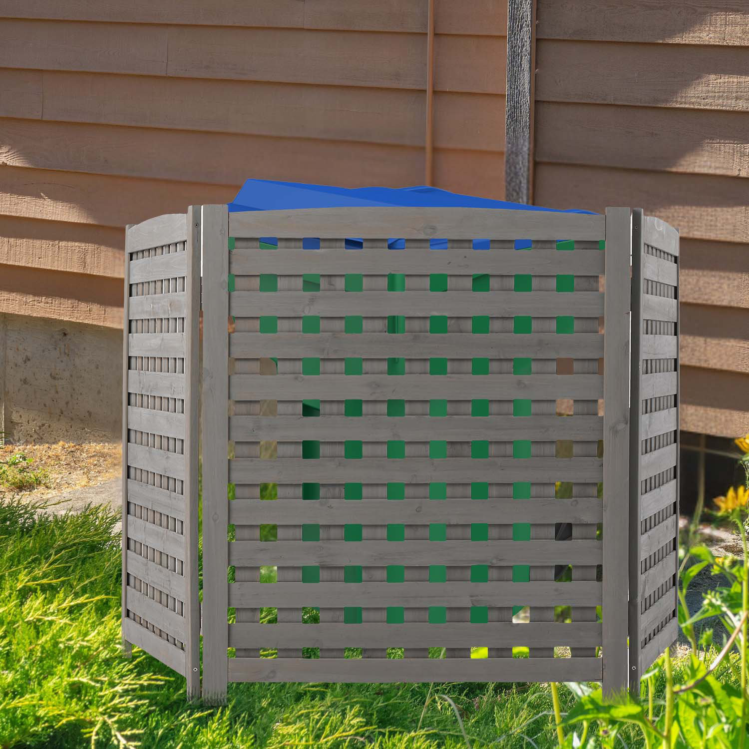 Wateday 3-Panel Wooden Ac Privacy Fence - 32"W X 38"H Outdoor Air ...