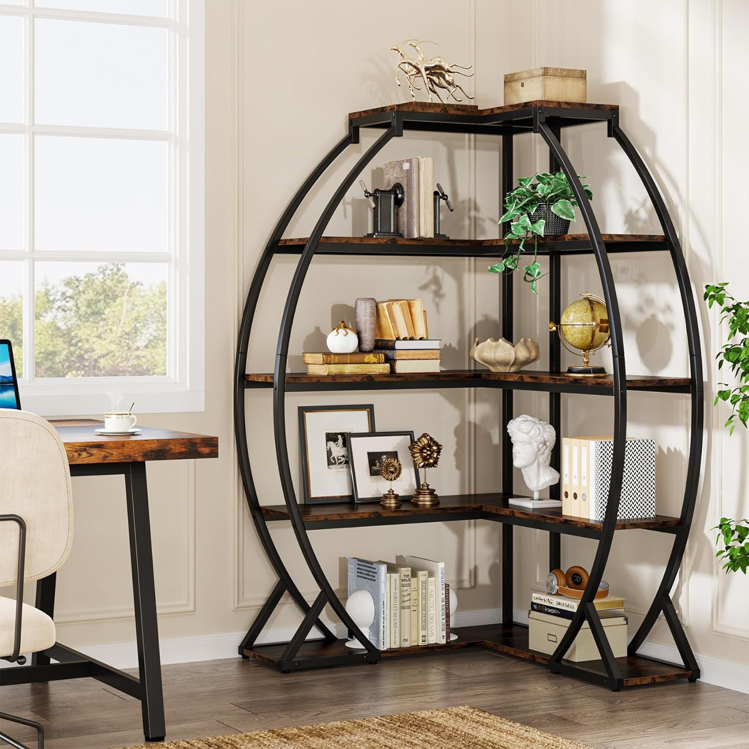 17 Stories Audean Corner Bookcase | Wayfair