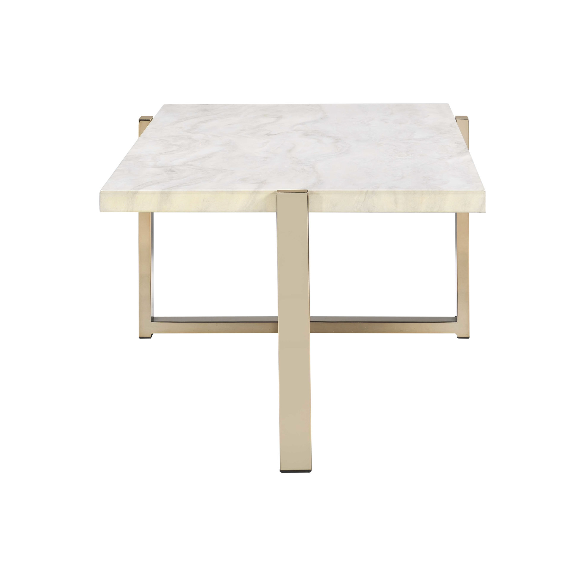 Mercer41 Faux Marble Top And Champagne Metal Frame Coffee Table ...