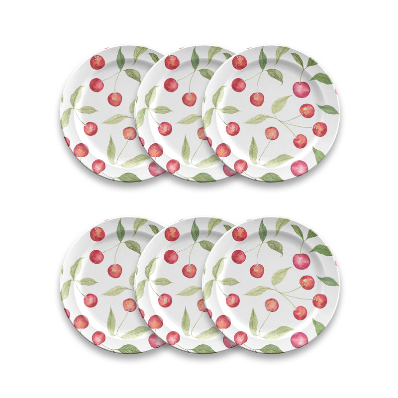 Abode Homewares Tarhong Berries & Cherries Salad Plate, 8.5 X 0.7 Set ...