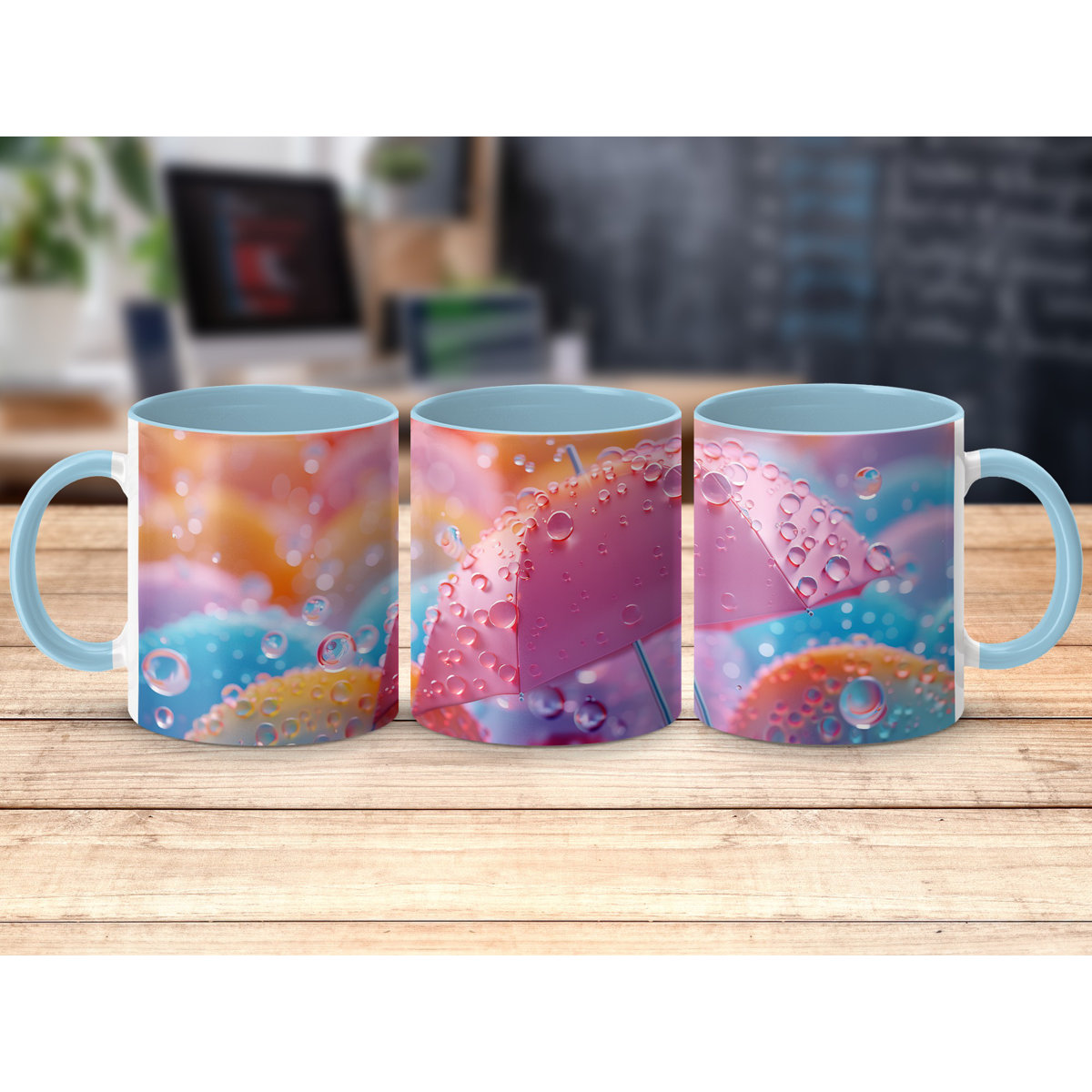 East Urban Home Set of 2 Colourful 3D Design 11oz Accent Mugs – White ...