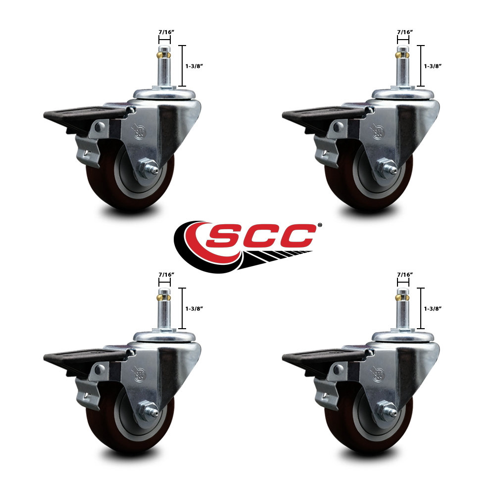 Service Caster Grip Ring Stem Caster with Brake | Wayfair