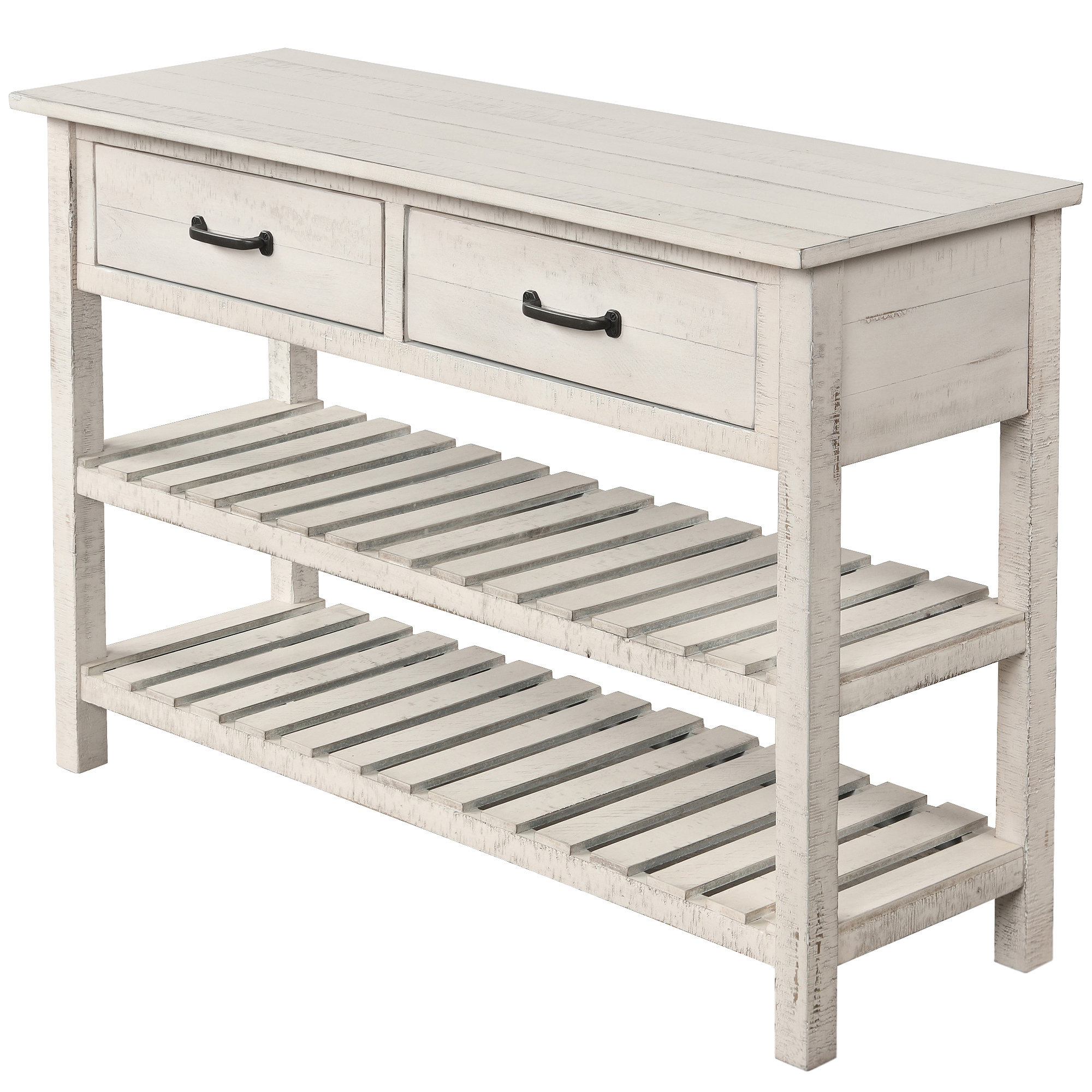 Bungalow Rose Merv Retro Console Table For Entryway With Drawers And ...