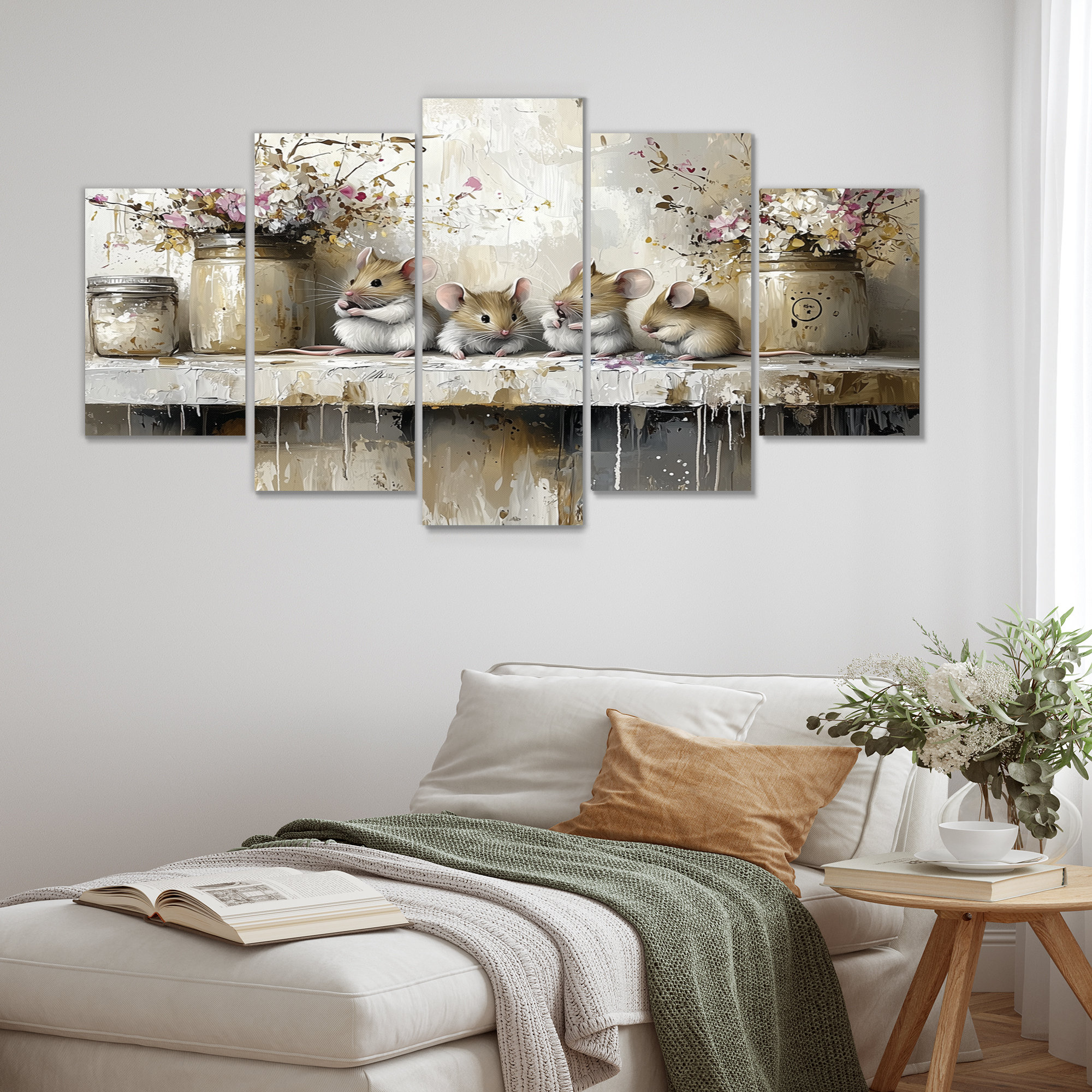 Lark Manor™ Cute Mice At The Farm - Animals Canvas Art Set | Wayfair