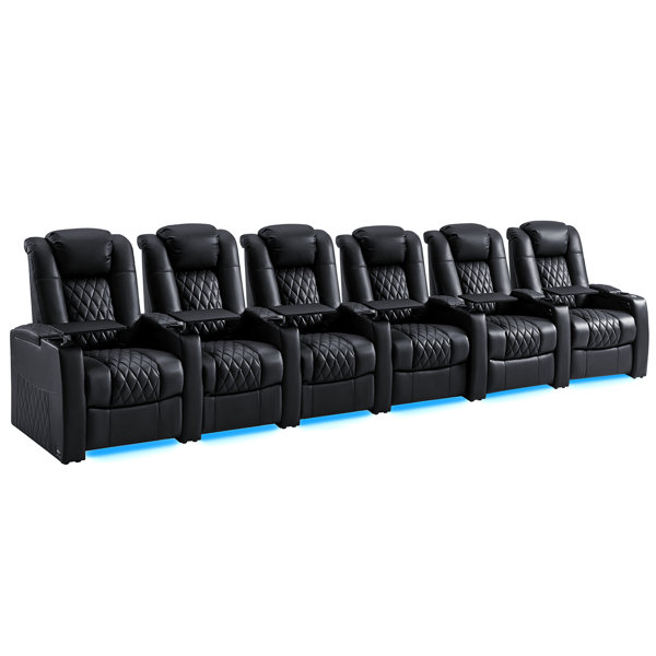 Brayden Studio® Leather Home Theater Seating, Game Seats Movie Theater ...