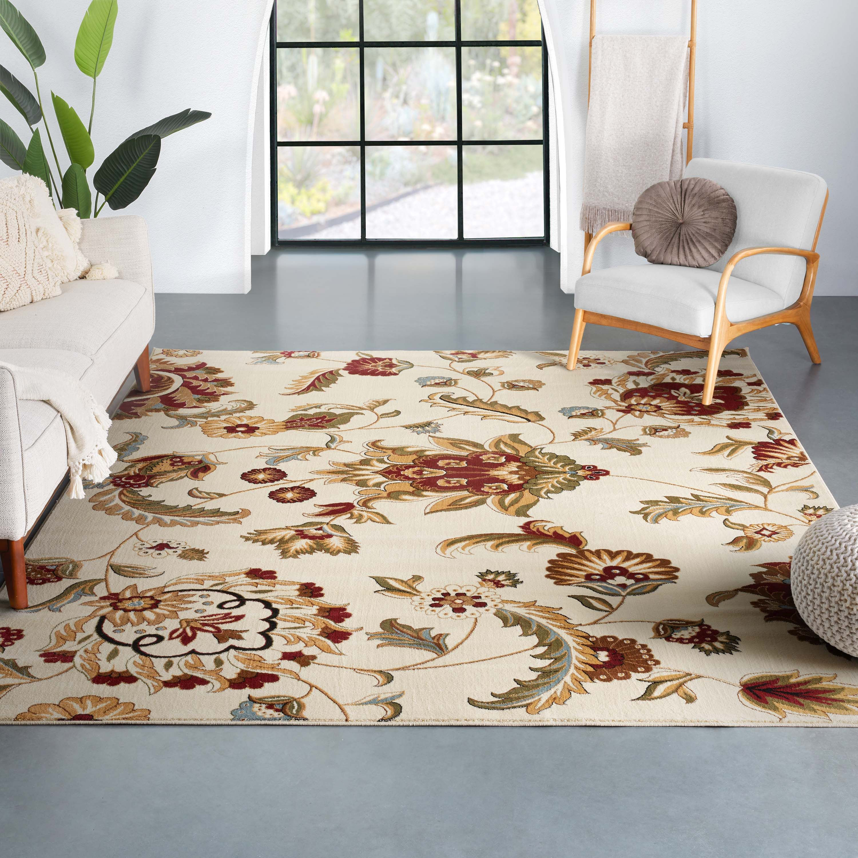 Well Woven Barclay Floral Beige/Dark Red Area Rug & Reviews - Wayfair ...