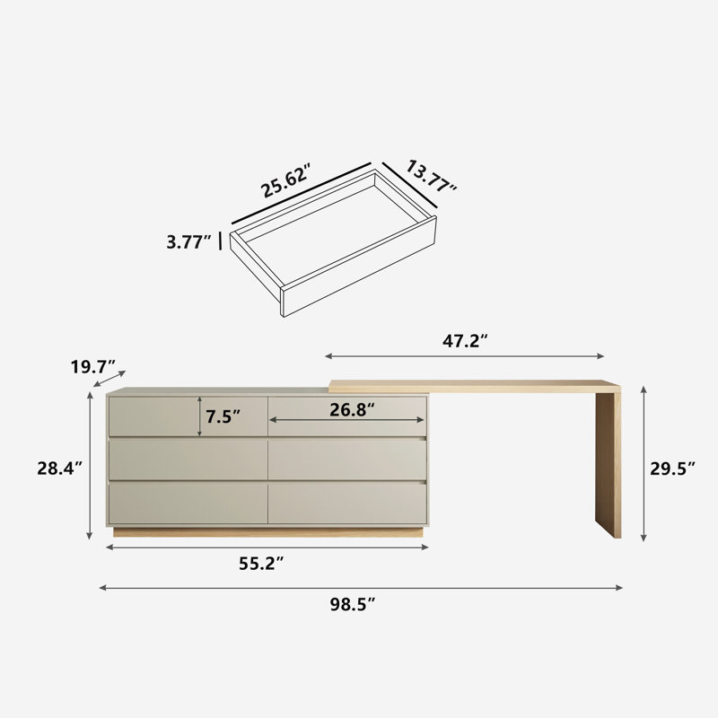 Latitude Run® Talyiah 47.2'' W L-Shaped Computer Desk With Extendable ...