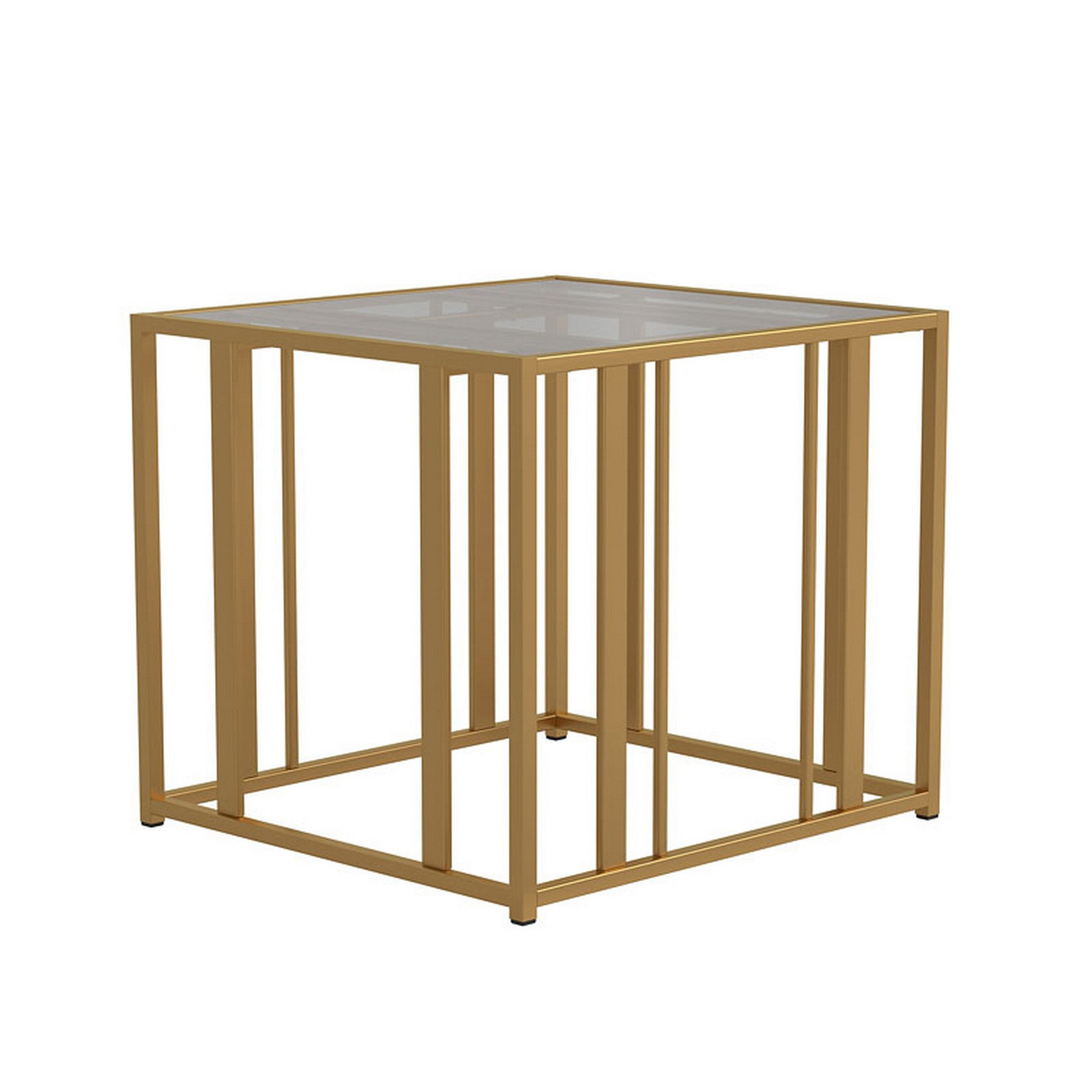 Everly Quinn Glass Top Frame End Table | Wayfair