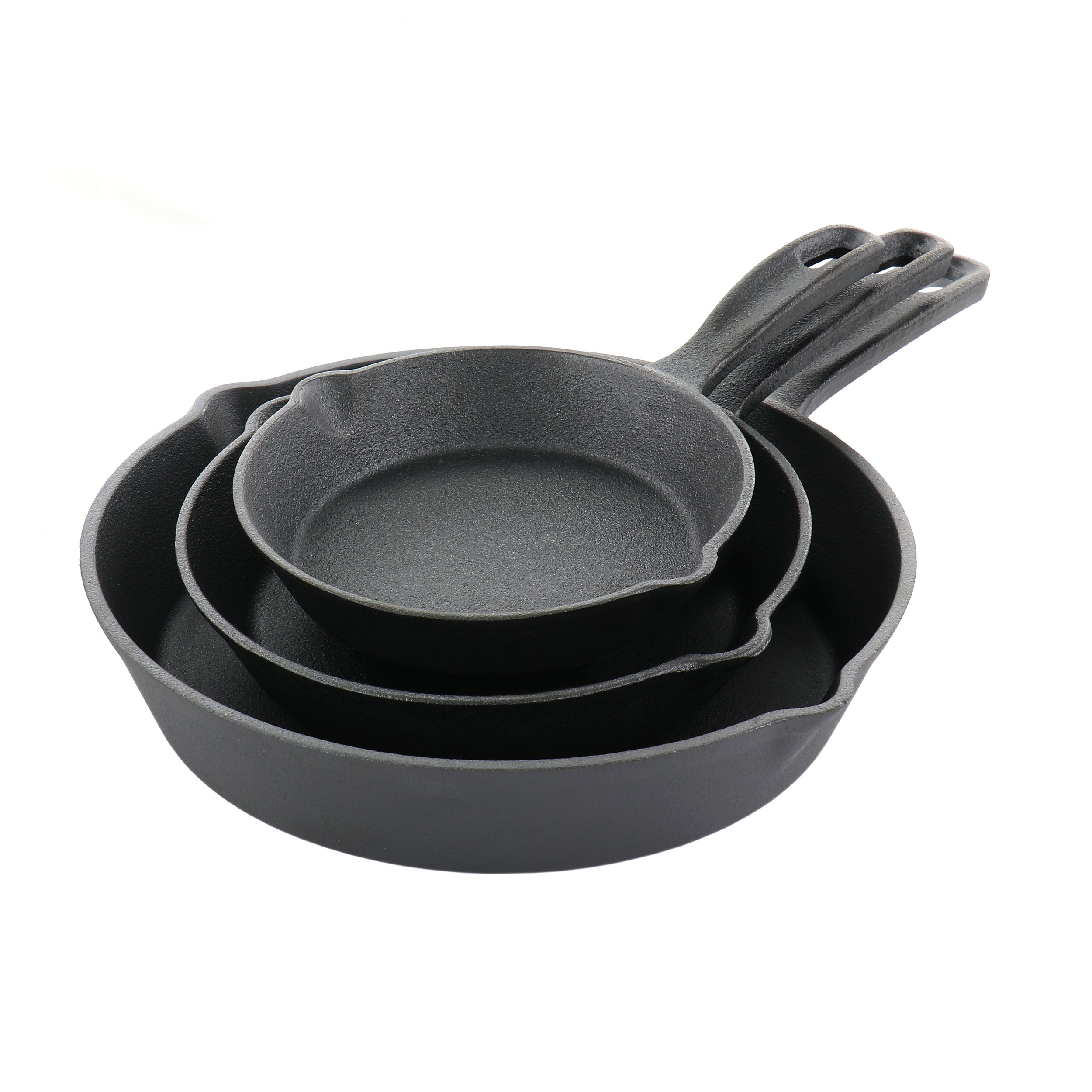 Oster 3 Piece Cast Iron Pre-Seasoned Frying Pans | Wayfair