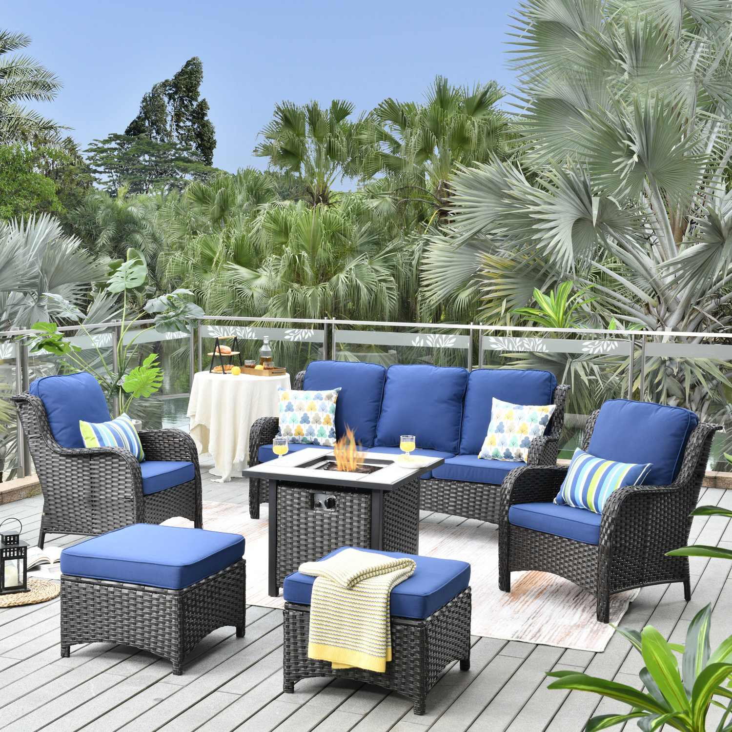 Ebern Designs Klodjana 6 Piece Rattan Sofa Seating Group with Cushions ...