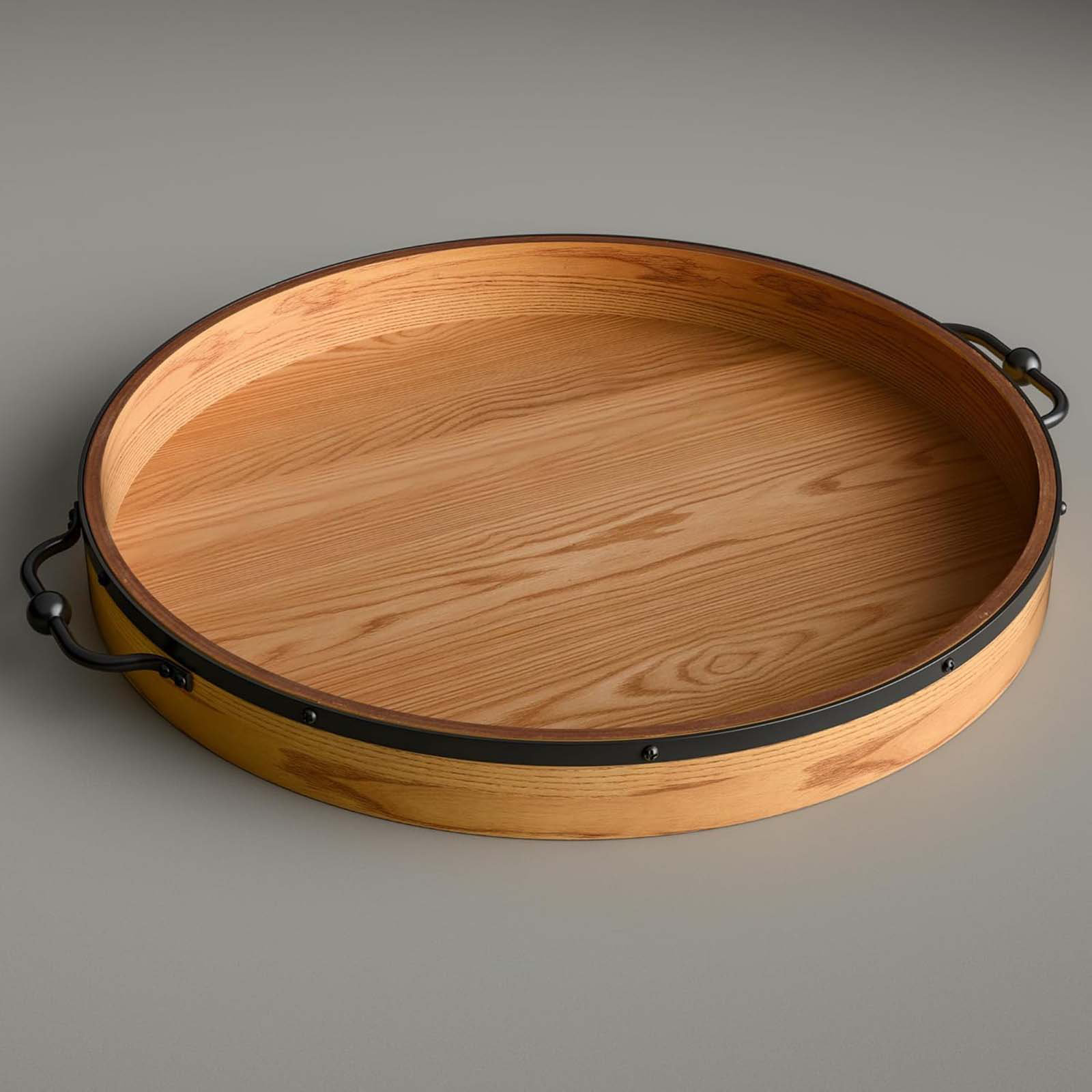 NEUTRALPOSTURE Large Round Ottoman Tray - 22'' Farmhouse Wood Serving ...