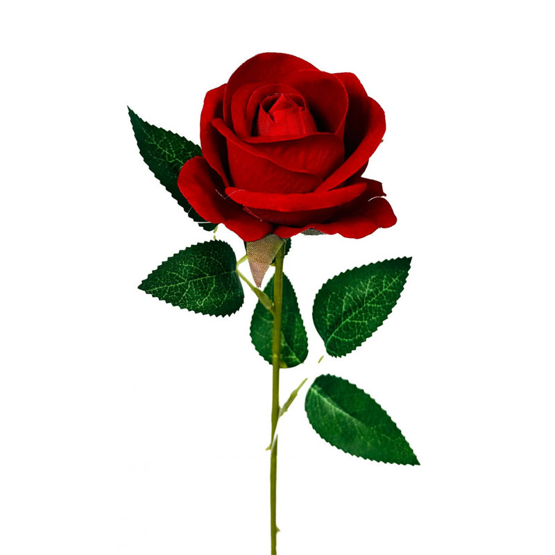Primrue Velvet Red Rose Artificial Flower | Wayfair