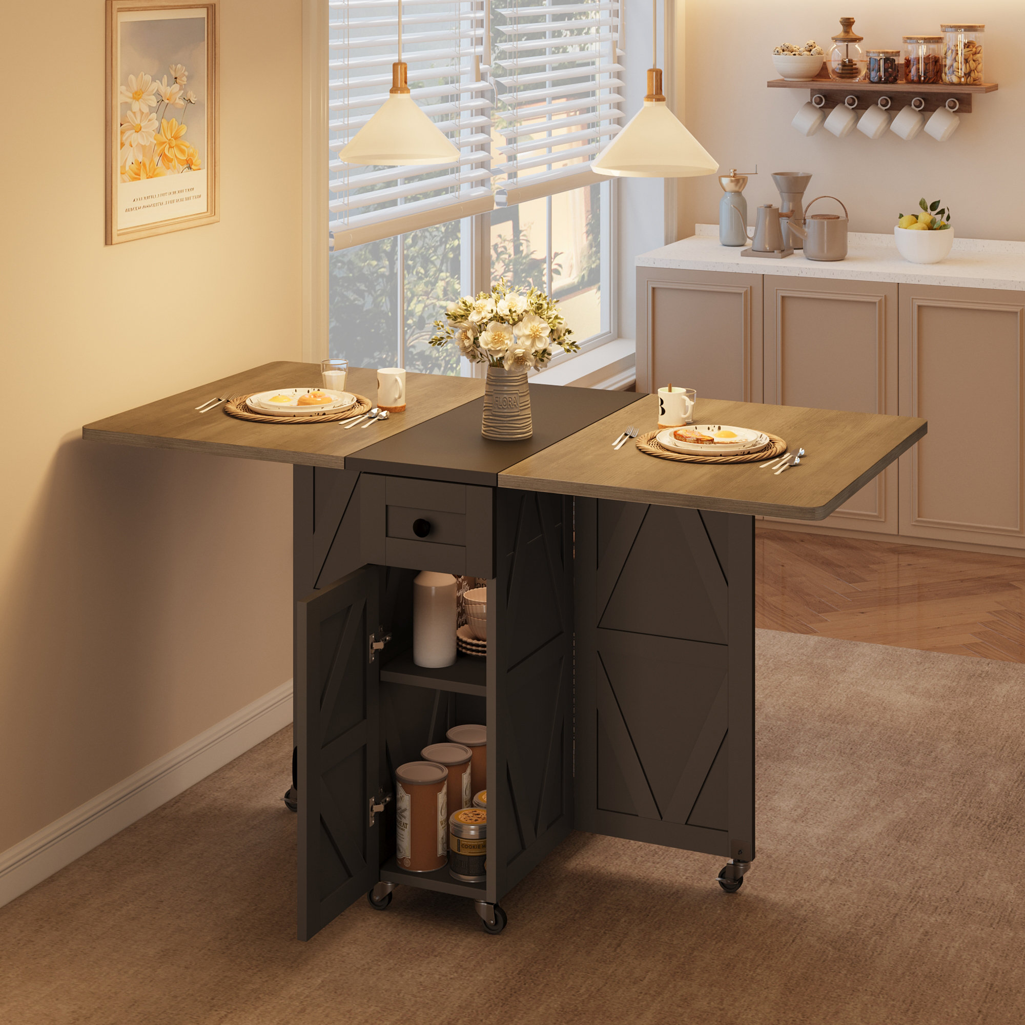 Gracie Oaks Folding Dining Table, Dining Table Set For 4 & Reviews ...