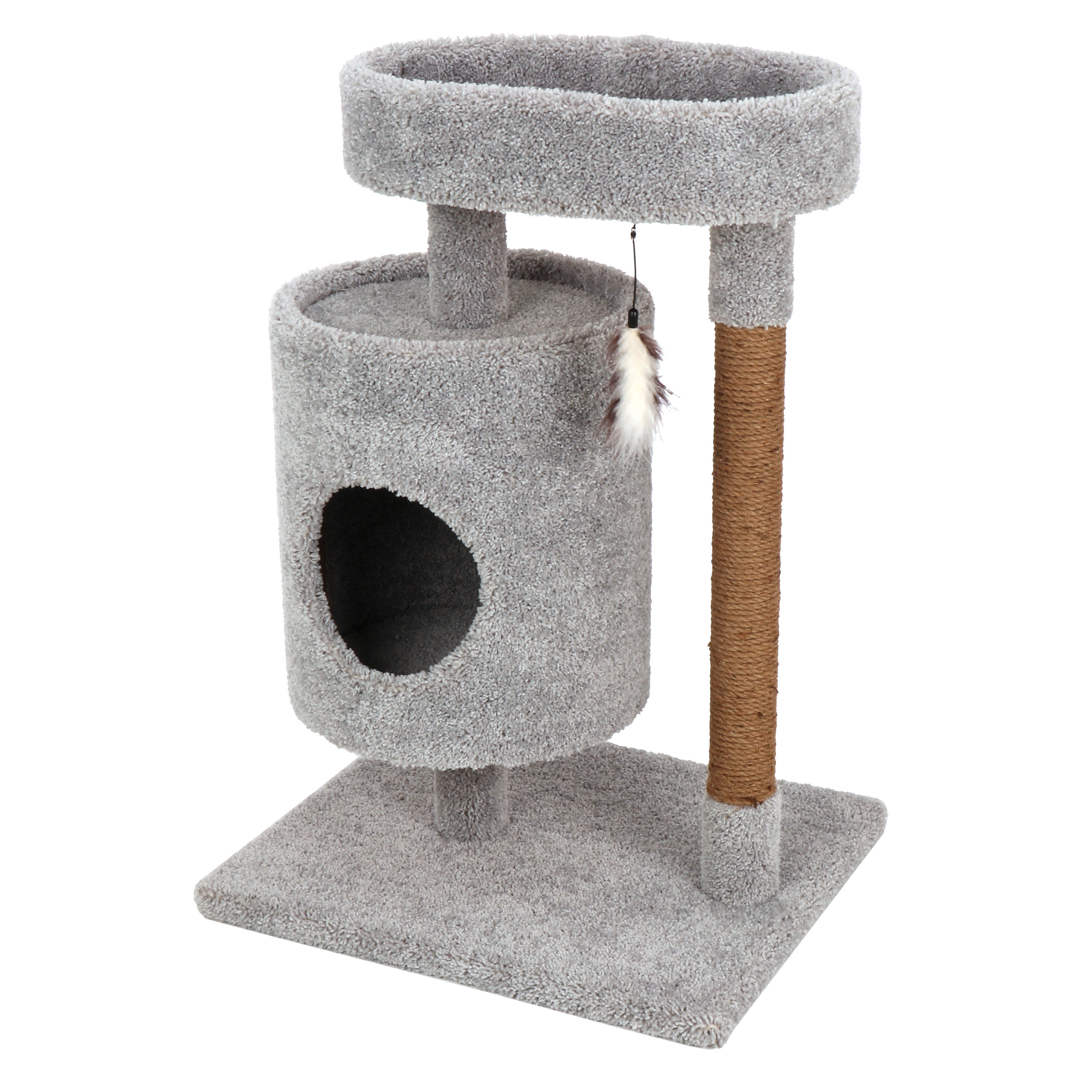 Ware Pet Products Kitty Quick 35-In Real Carpet Condo Cuddler Wooden ...
