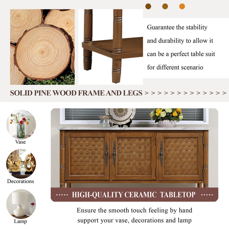 Ebern Designs Entryway Table With Artificial Stone Look Tabletop 47 ...