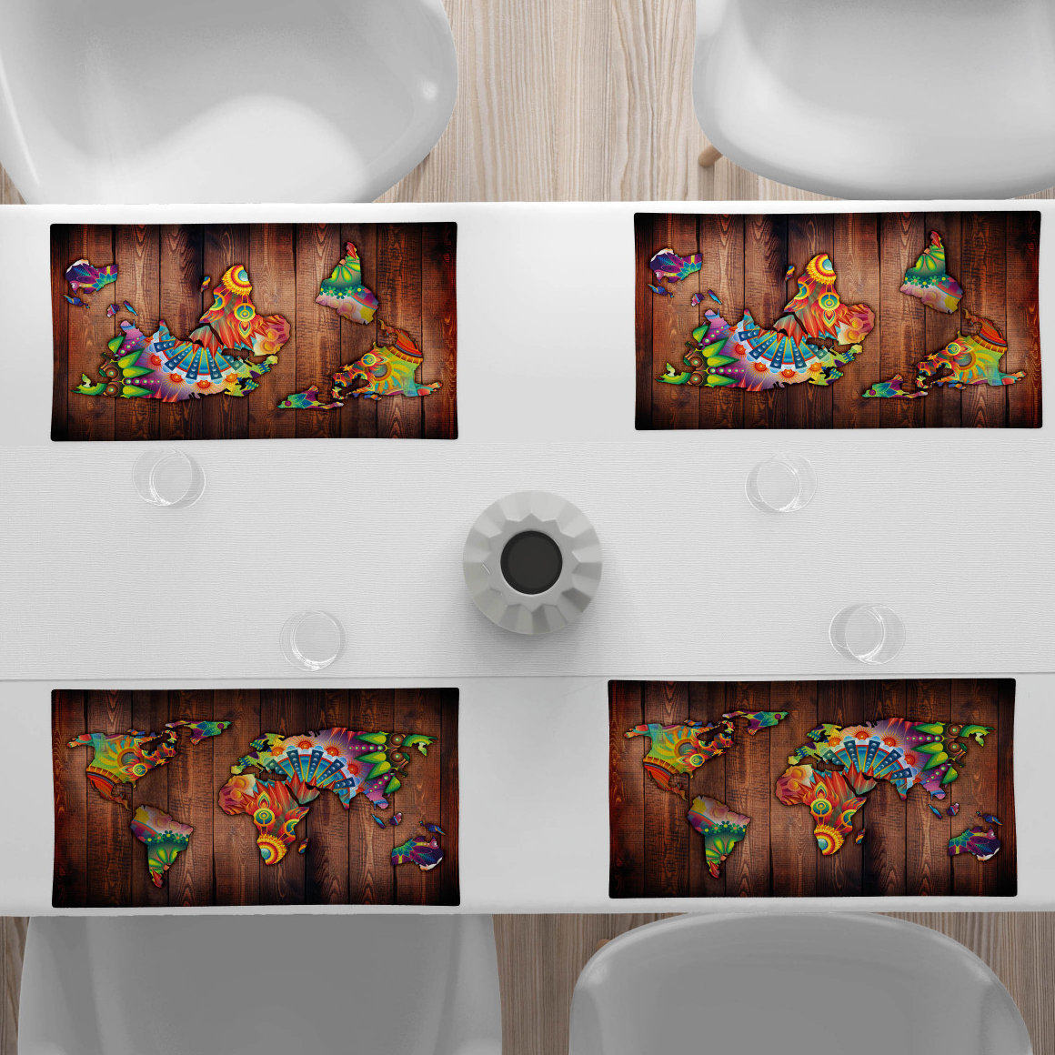 East Urban Home Floral World Map 18.5" Placemat | Wayfair