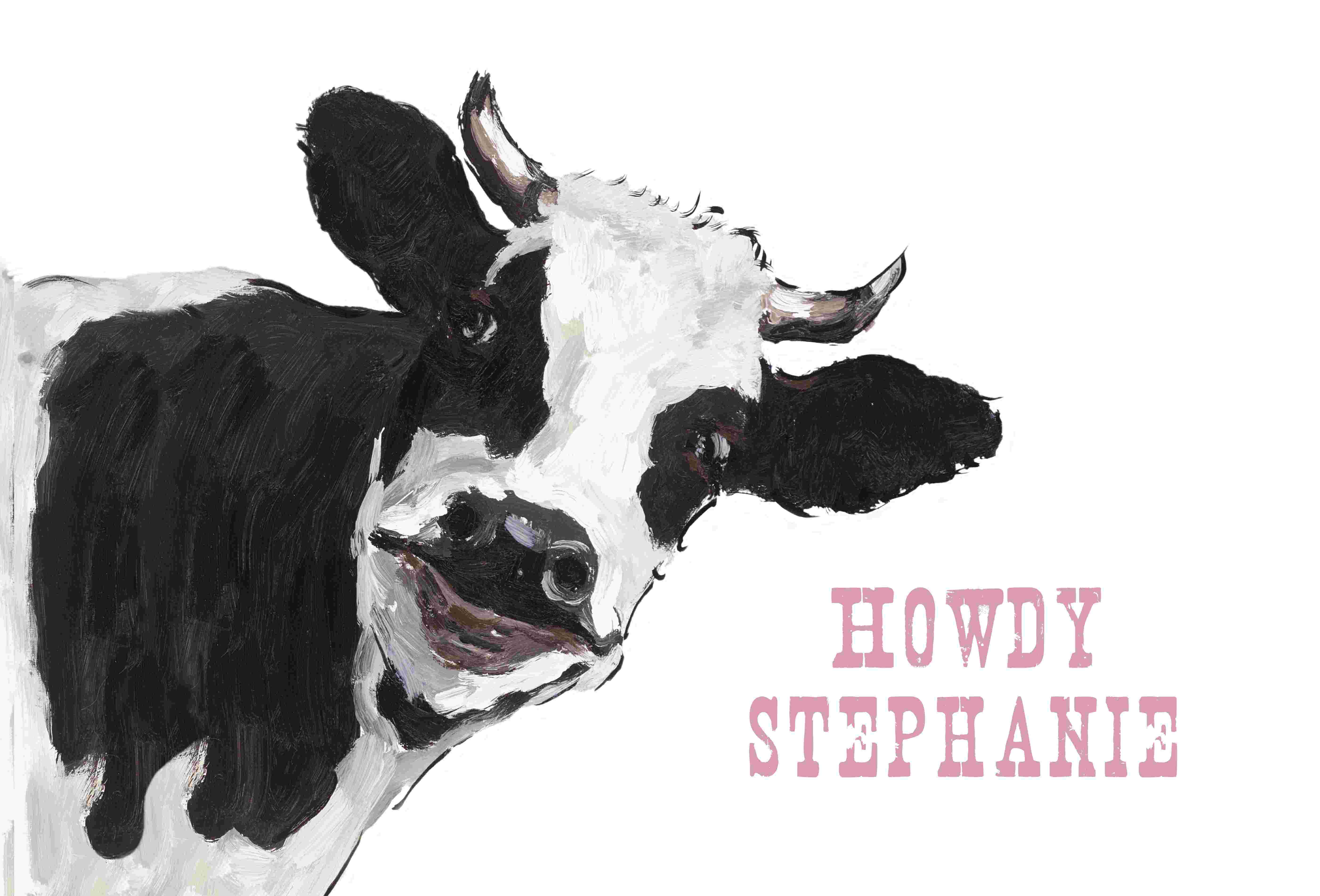 August Grove® Howdy Cow - Wrapped Canvas Print | Wayfair