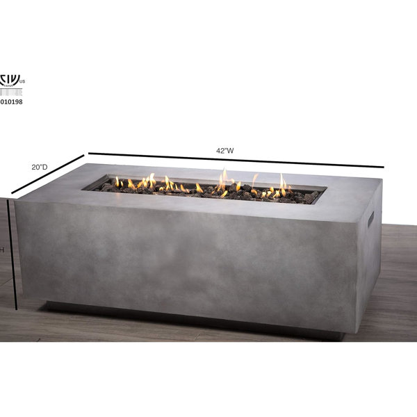 Brayden Studio Propane Or Natural Gas Concrete Fire Pit Table For ...
