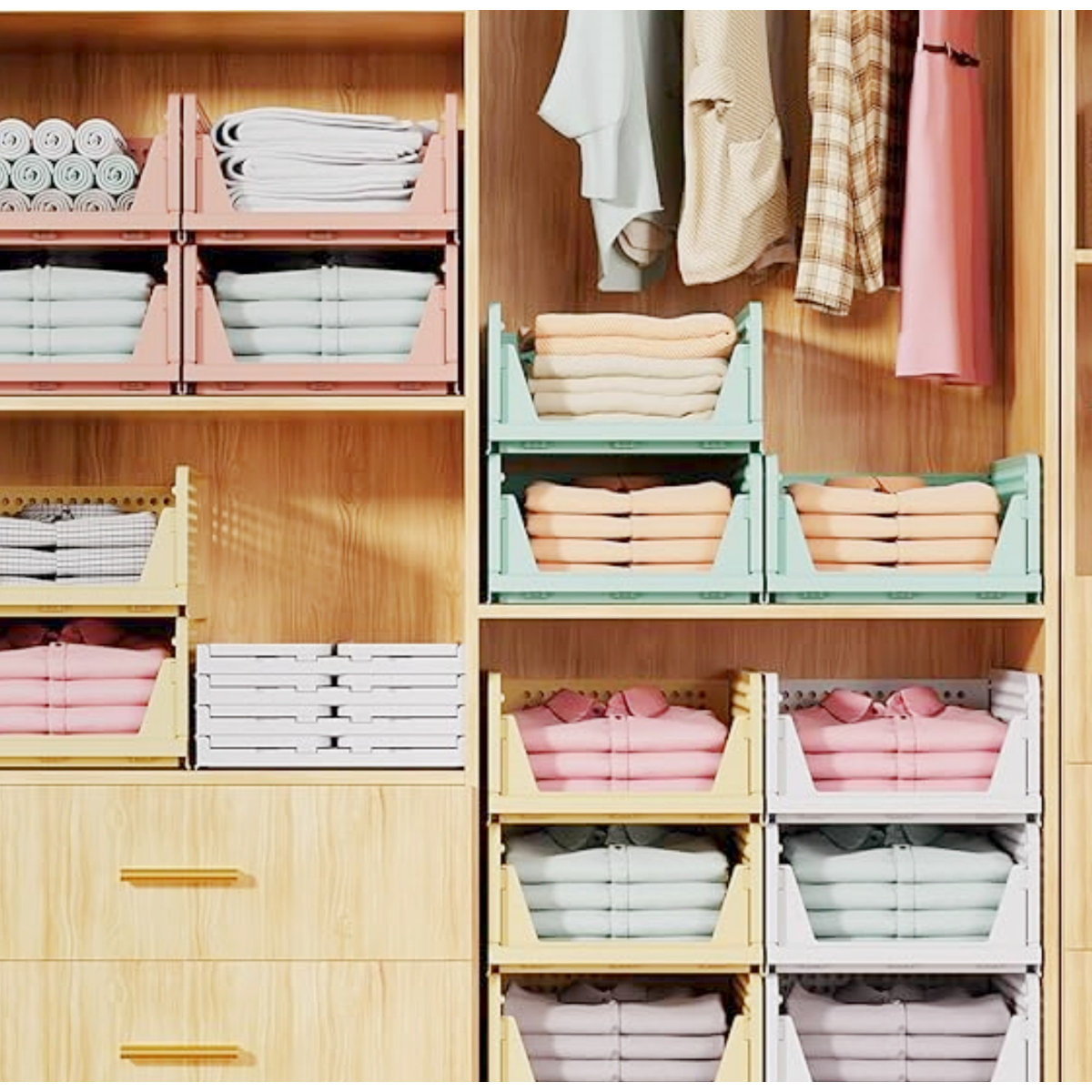 Rebrilliant Stackable Space-Saving Clothes Storage Drawer Organizer ...