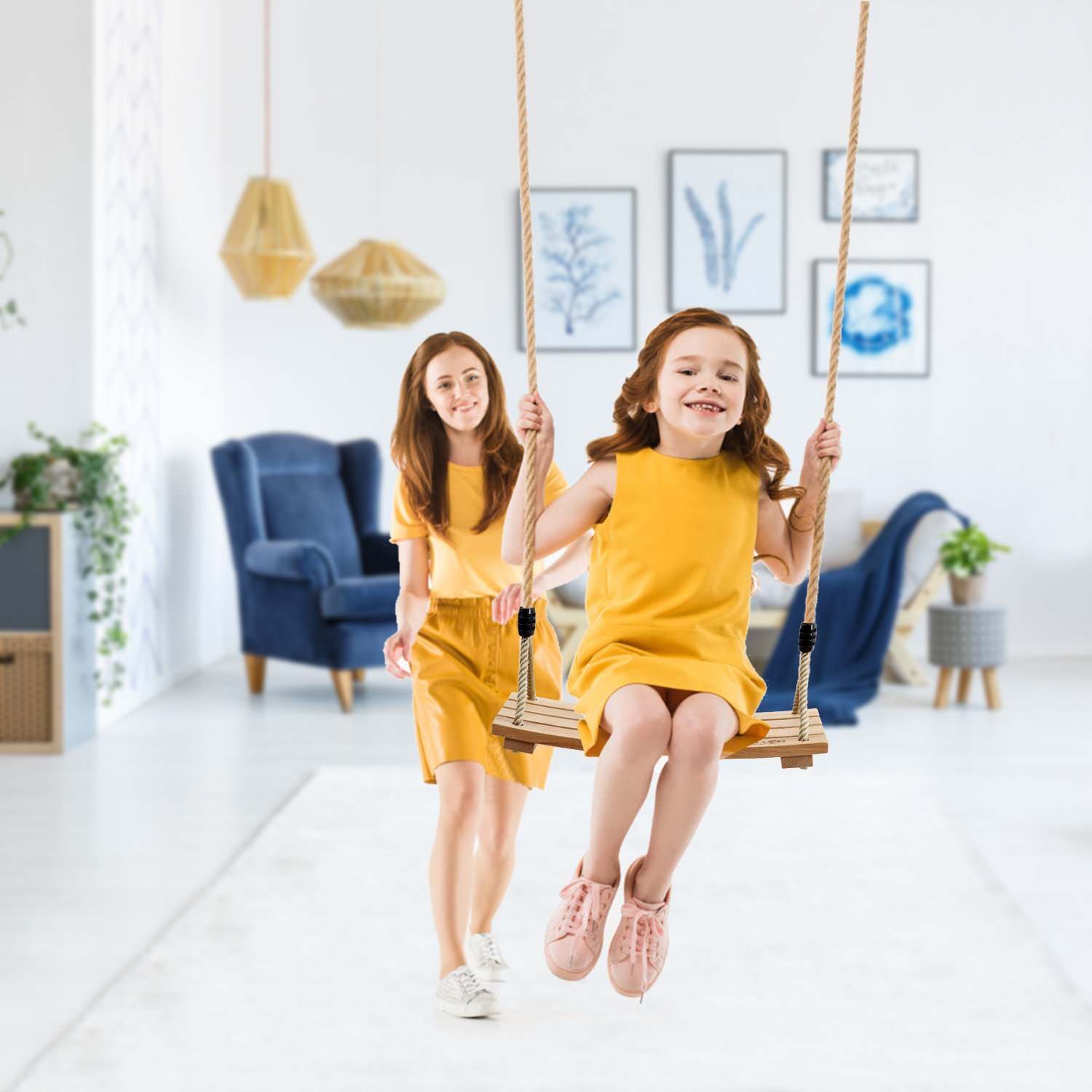 MASTLU Wood Standing Swing With Chains And Hooks Swing Set | Wayfair