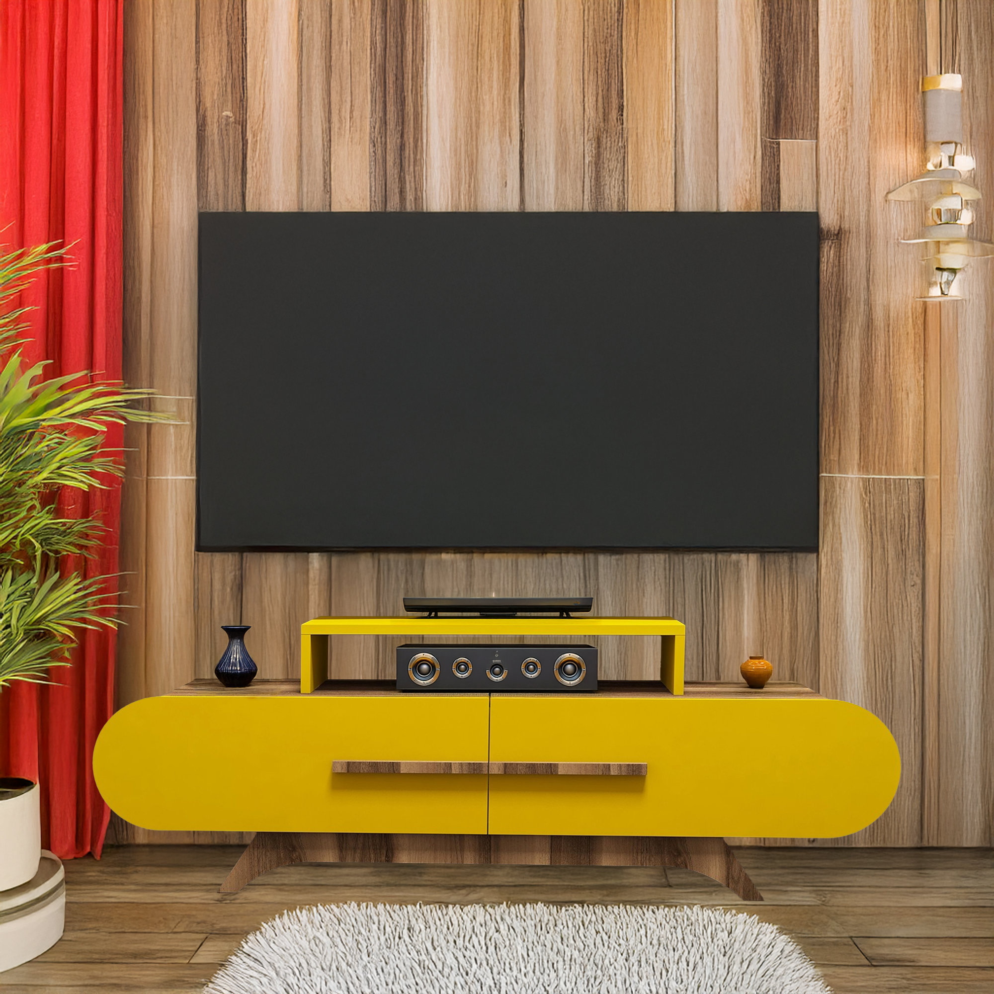 Corrigan Studio® Oval Tv Stand For Tvs Up To 65'' With 2 Cabinets | Wayfair