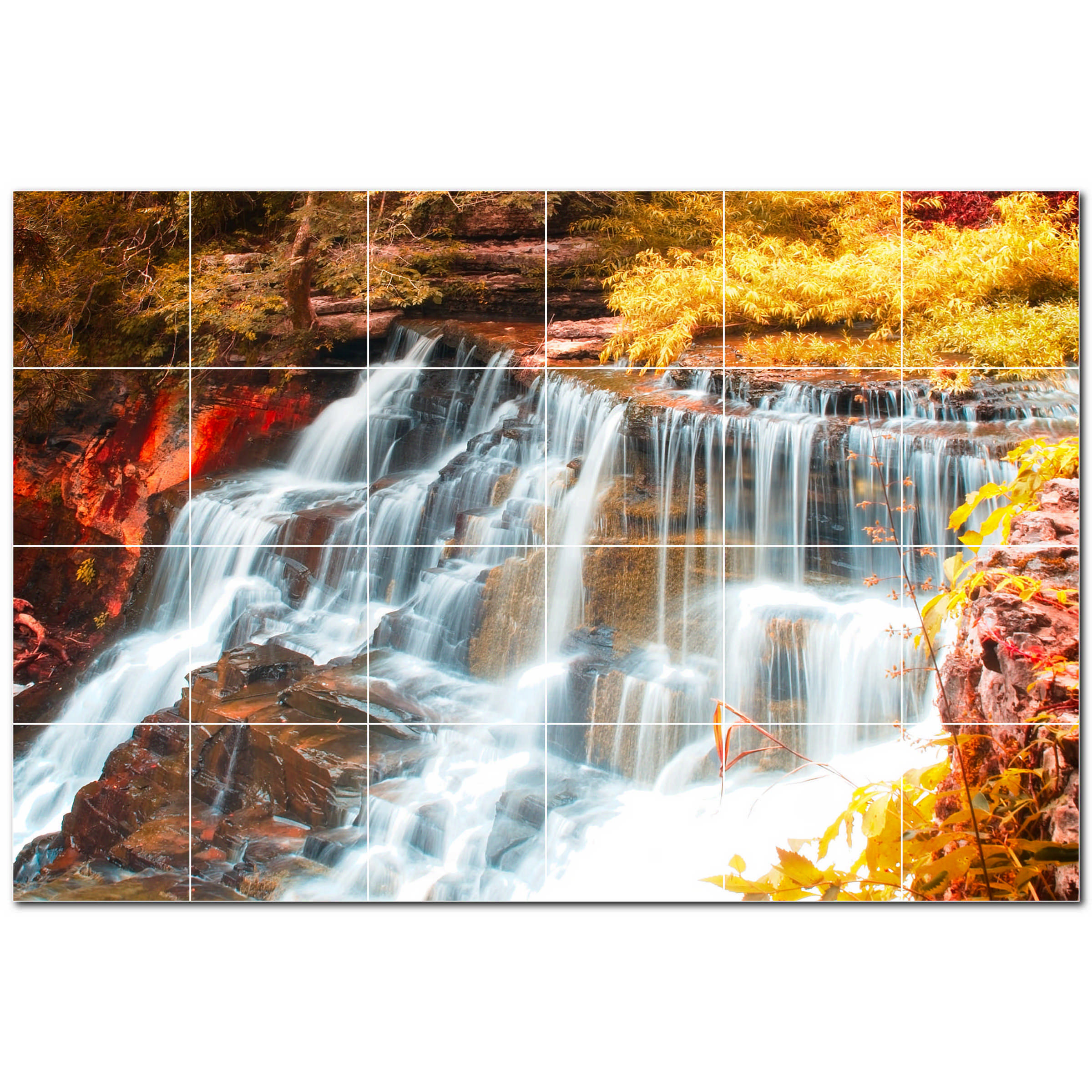Picture-Tiles.com 48" x 32" Ceramic Waterfalls Photo Decorative Mural ...