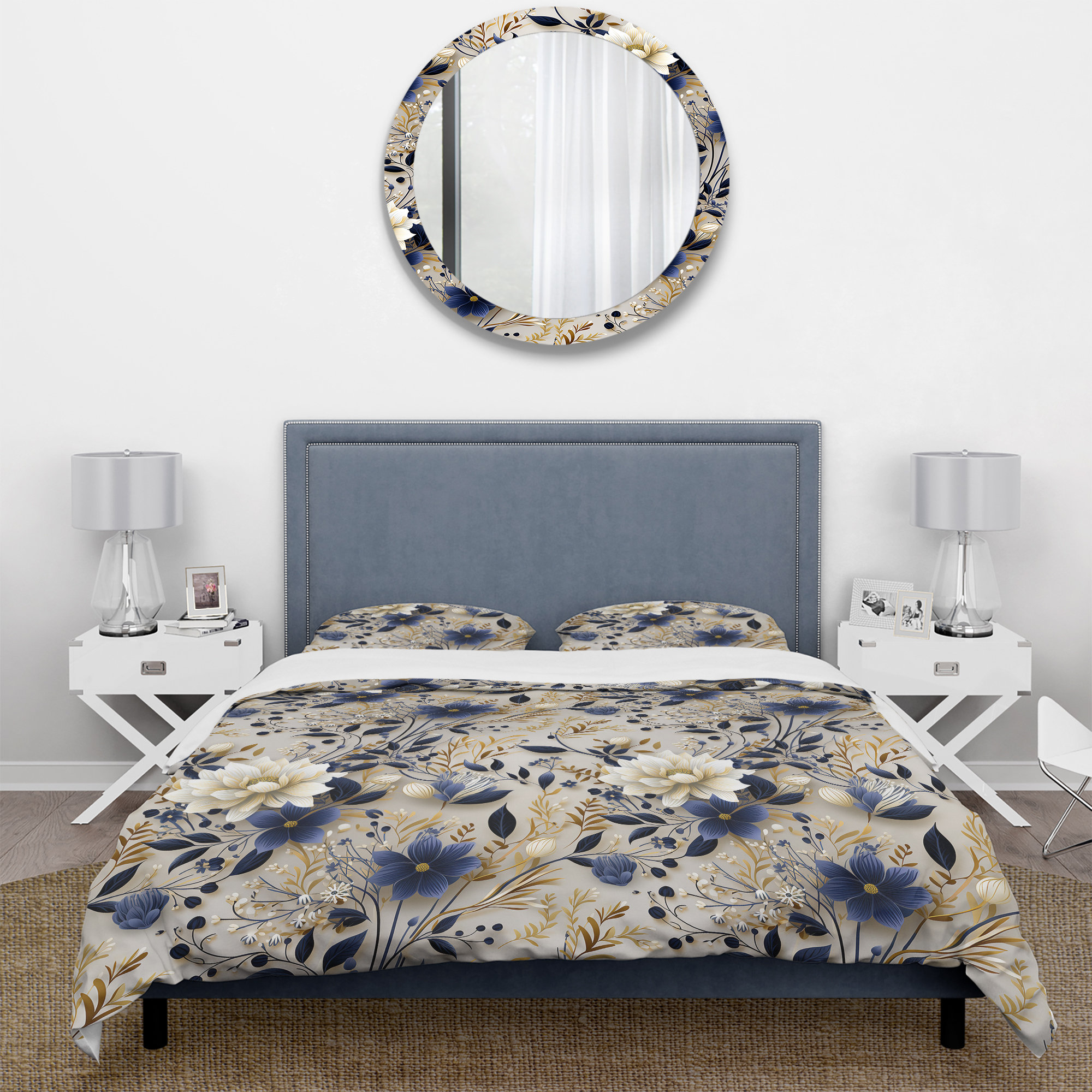 Design Art Nampreet Tranquil White Floral Abundance Zen - Floral Duvet ...