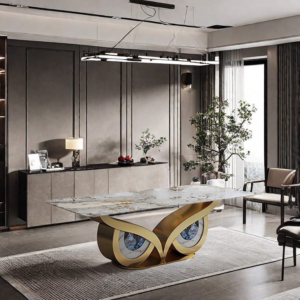 Greyleigh Creative Rock Plate Dining Table Rectangular 35.4'' W Dining ...