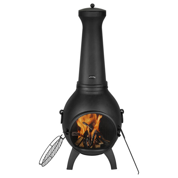 Red Barrel Studio® Chiminea Outdoor Aluminum Fireplace with Grill Mesh ...