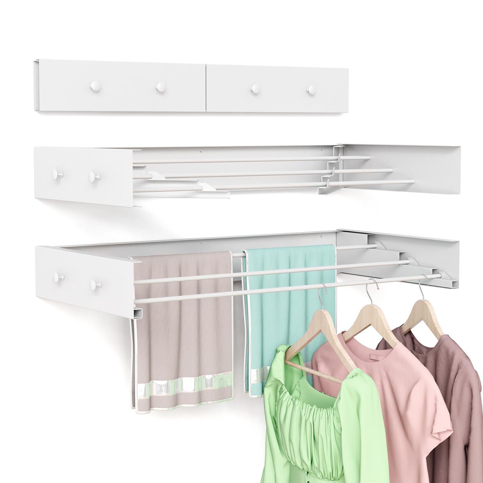 Rebrilliant Foldable Clothes Drying Rack Wall Mounted For Laundry ...