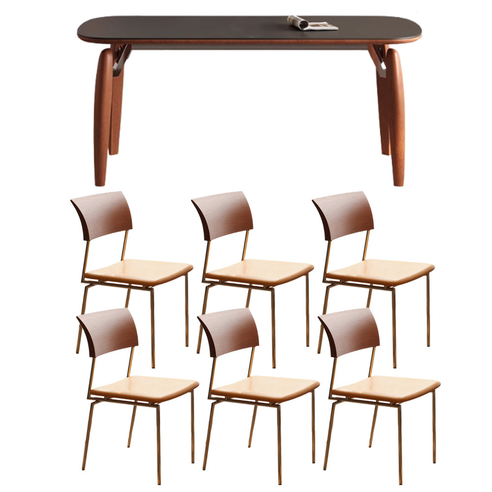 dujinlong home Delicate Retro Rock Slab Boxwood Dining Table Set | Wayfair