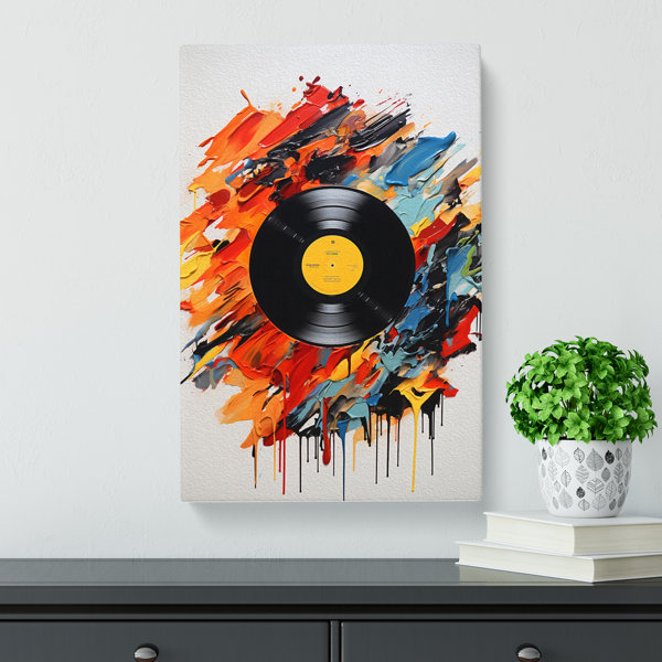 17 Stories Vinyl Record Hard Edge Painting - No Frame Print | Wayfair.co.uk