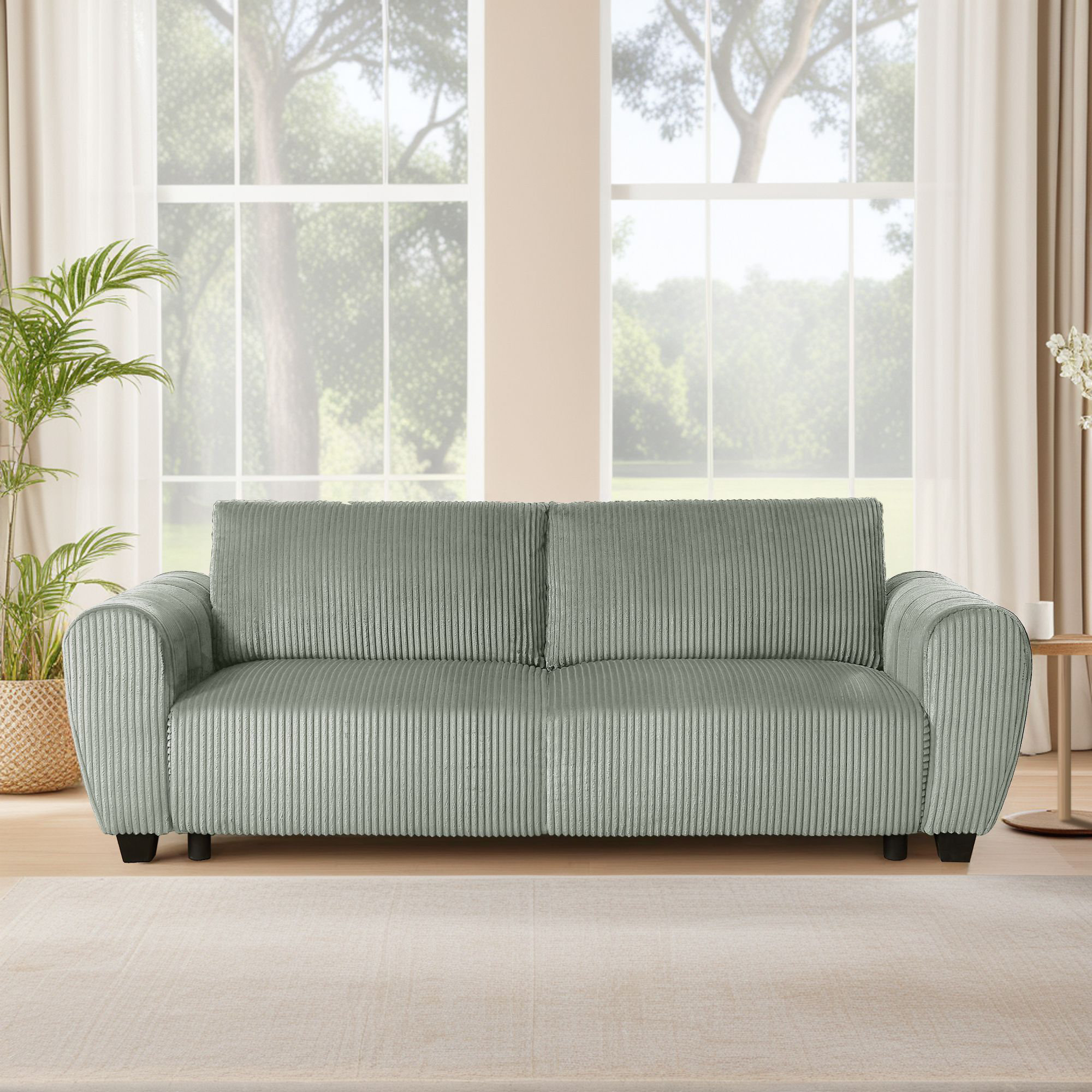 Mercer41 Luxury 92-Inch Pull-Out Sleeper Sofa Bed, 3-Seater Upholstered ...