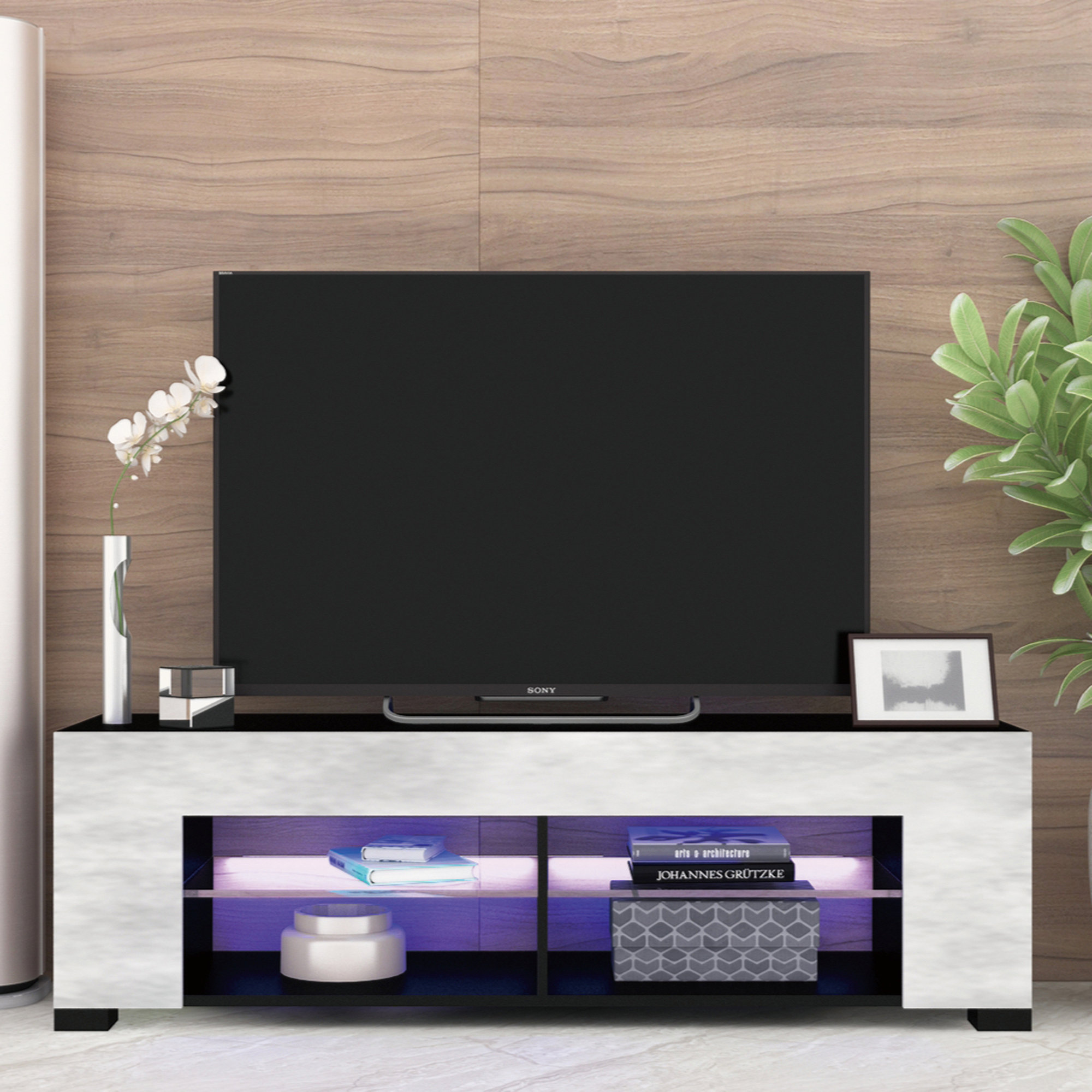 Ivy Bronx TV Stand For 32-60 Inch Tvs Modern Low Profile +Stone Grey ...