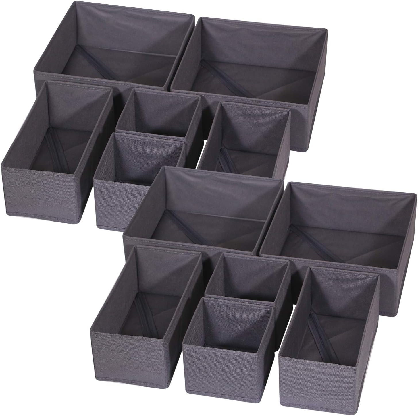 DIMGET 12 Pack Foldable Cloth Storage Box Closet Dresser Drawer ...