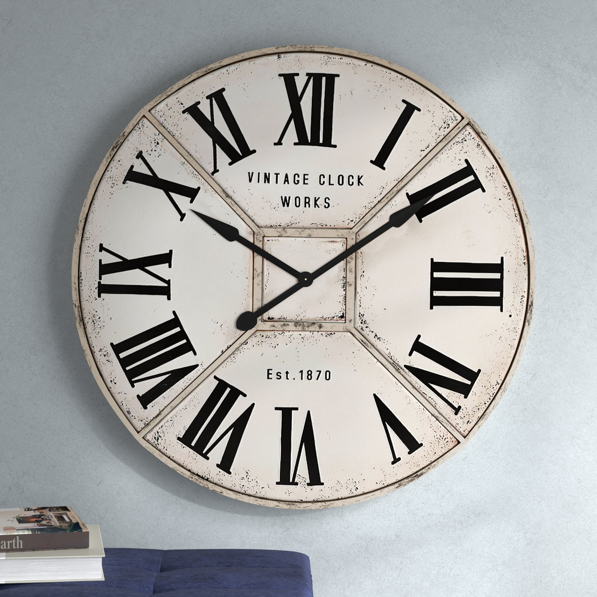 Laurel Foundry Modern Farmhouse® Overturf 36.5" Oversized Wall Clock ...