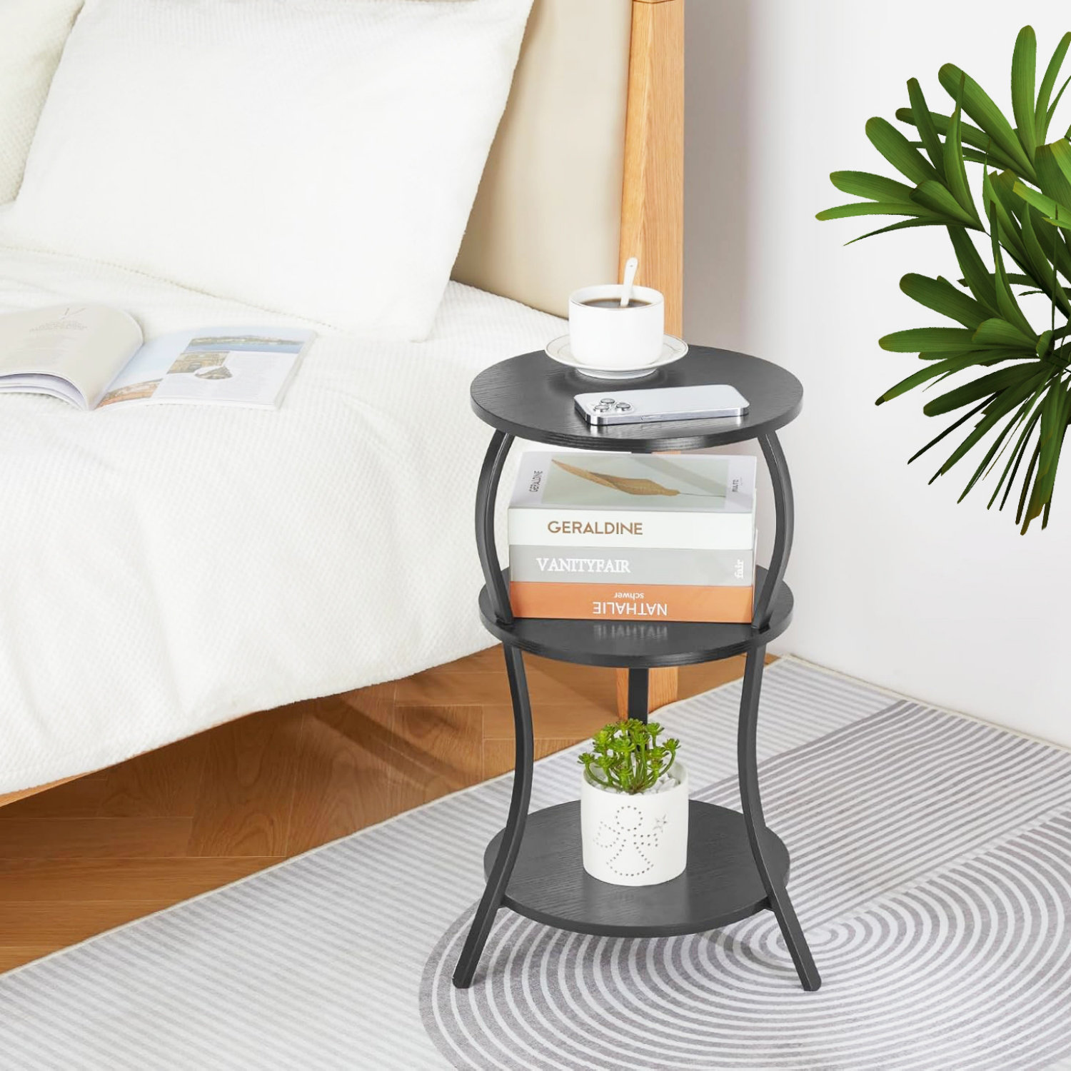 Ameriwood 3-Tier Slim Waist Circular End Table with Storage Shelf - Wayfair Canada